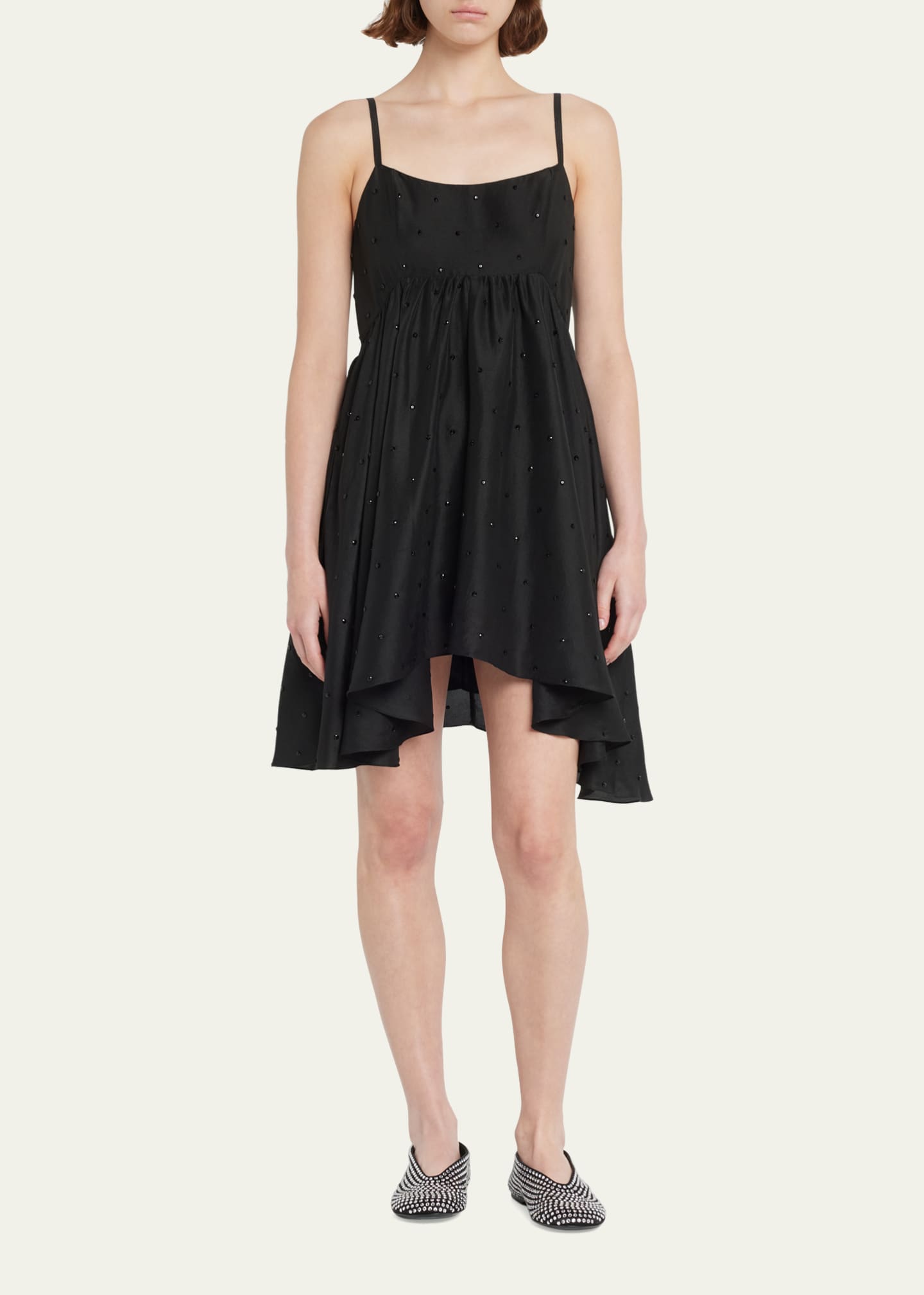 Azeeza Rachel Spaghetti-Strap Silk Empire Mini Dress - Bergdorf Goodman