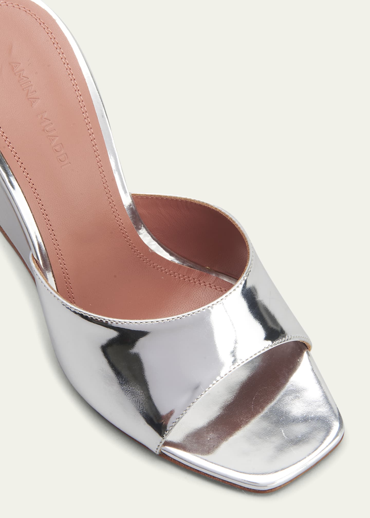 Amina Muaddi Lupita Metallic Wedge Sandals - Bergdorf Goodman