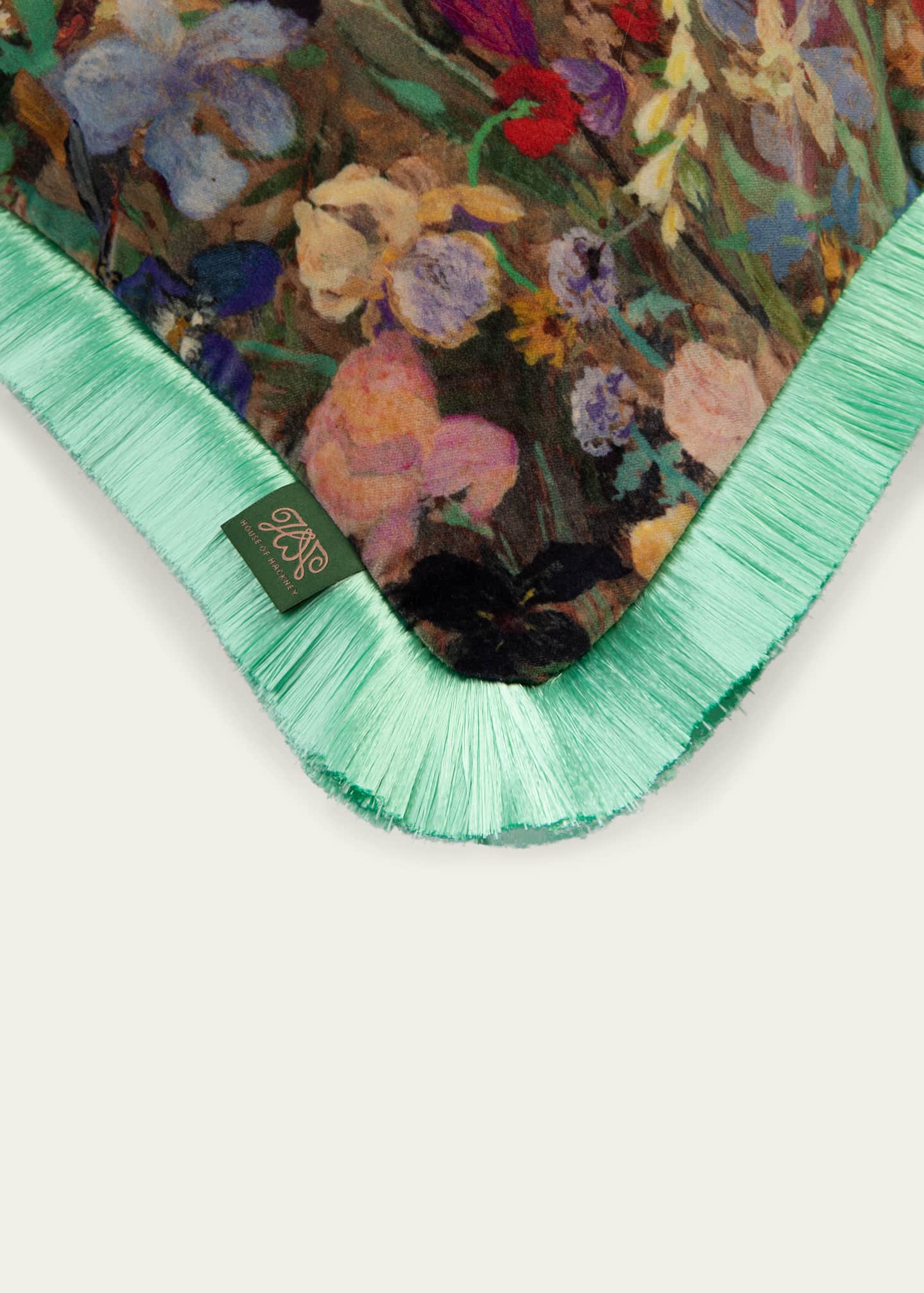 House of Hackney Floribunda Medium Fringed Velvet Cushion - Bergdorf ...
