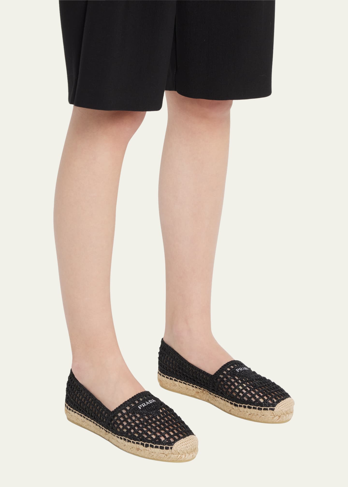 Prada Rafia Logo Espadrilles - Bergdorf Goodman