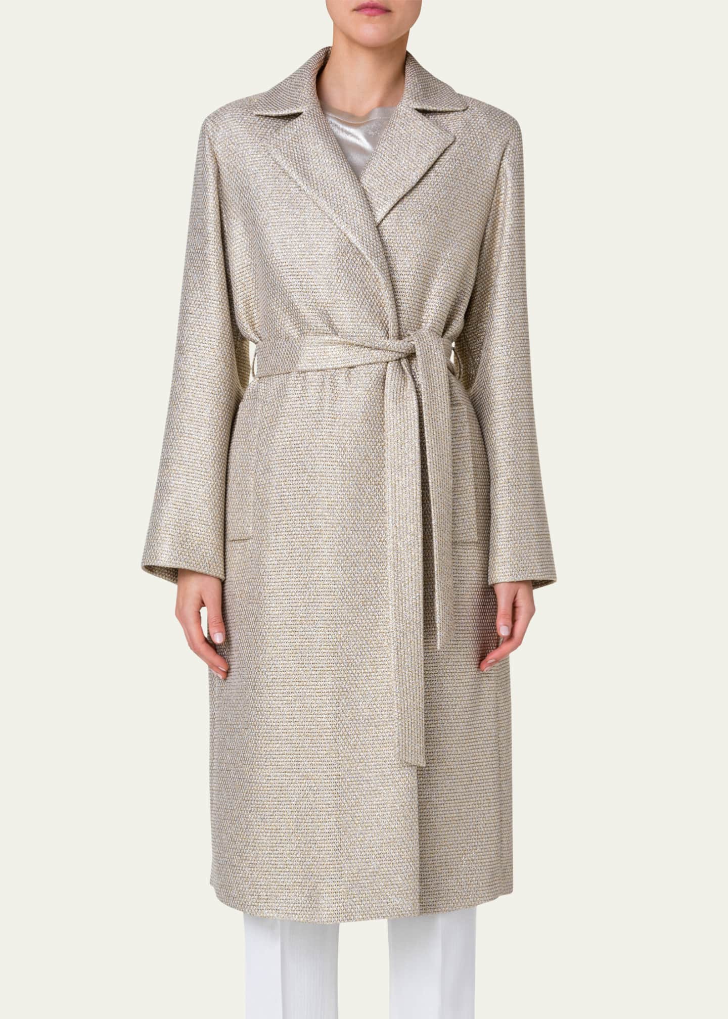 Akris Alfa Metallic Structured Weave Trench Coat - Bergdorf Goodman
