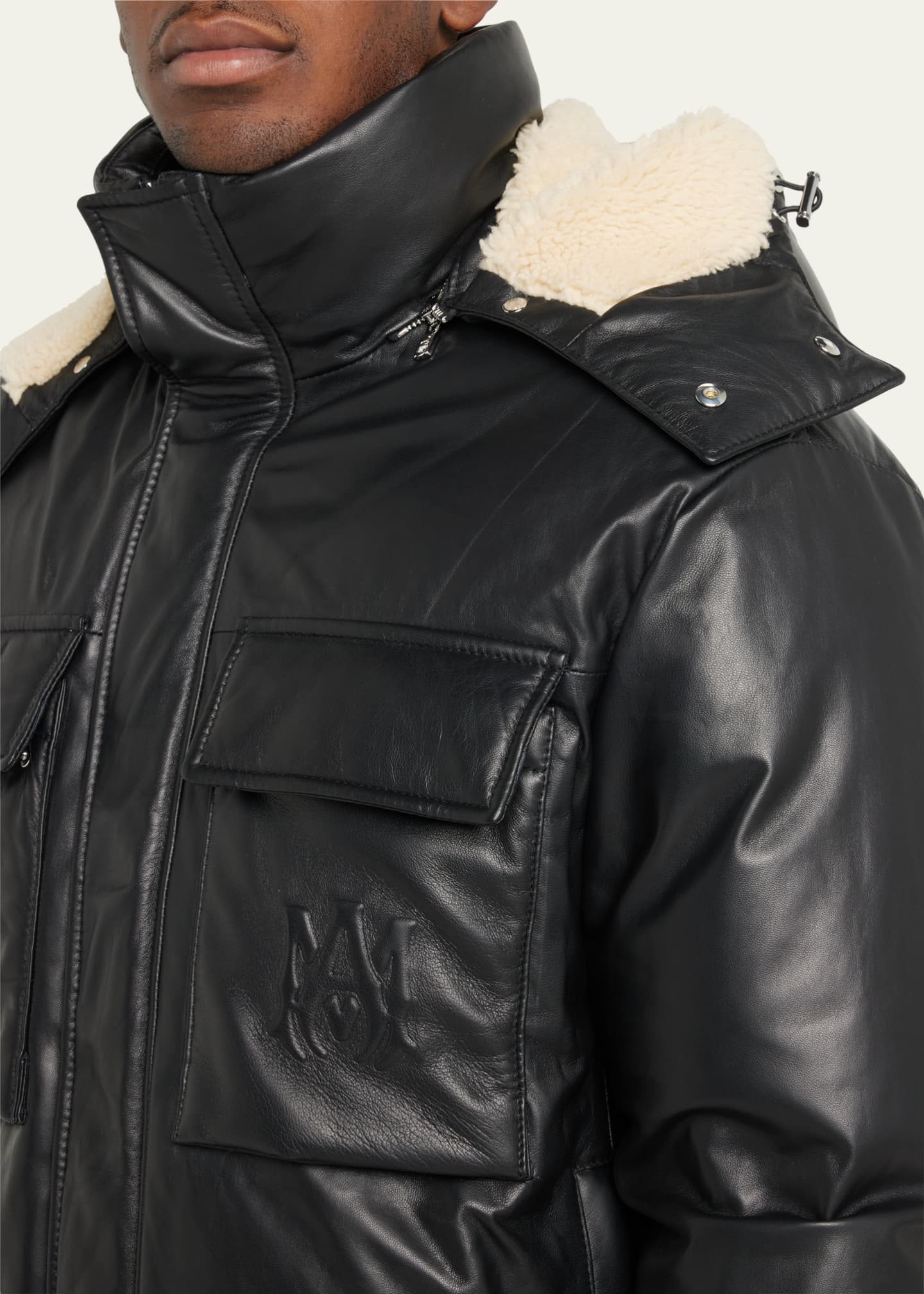 Amiri Men's Hooded Leather Puffer Jacket - Bergdorf Goodman