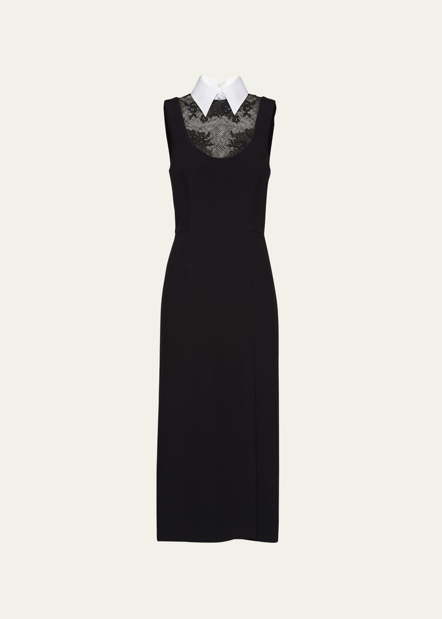 Prada Lace Insert Cady Midi Dress - Bergdorf Goodman