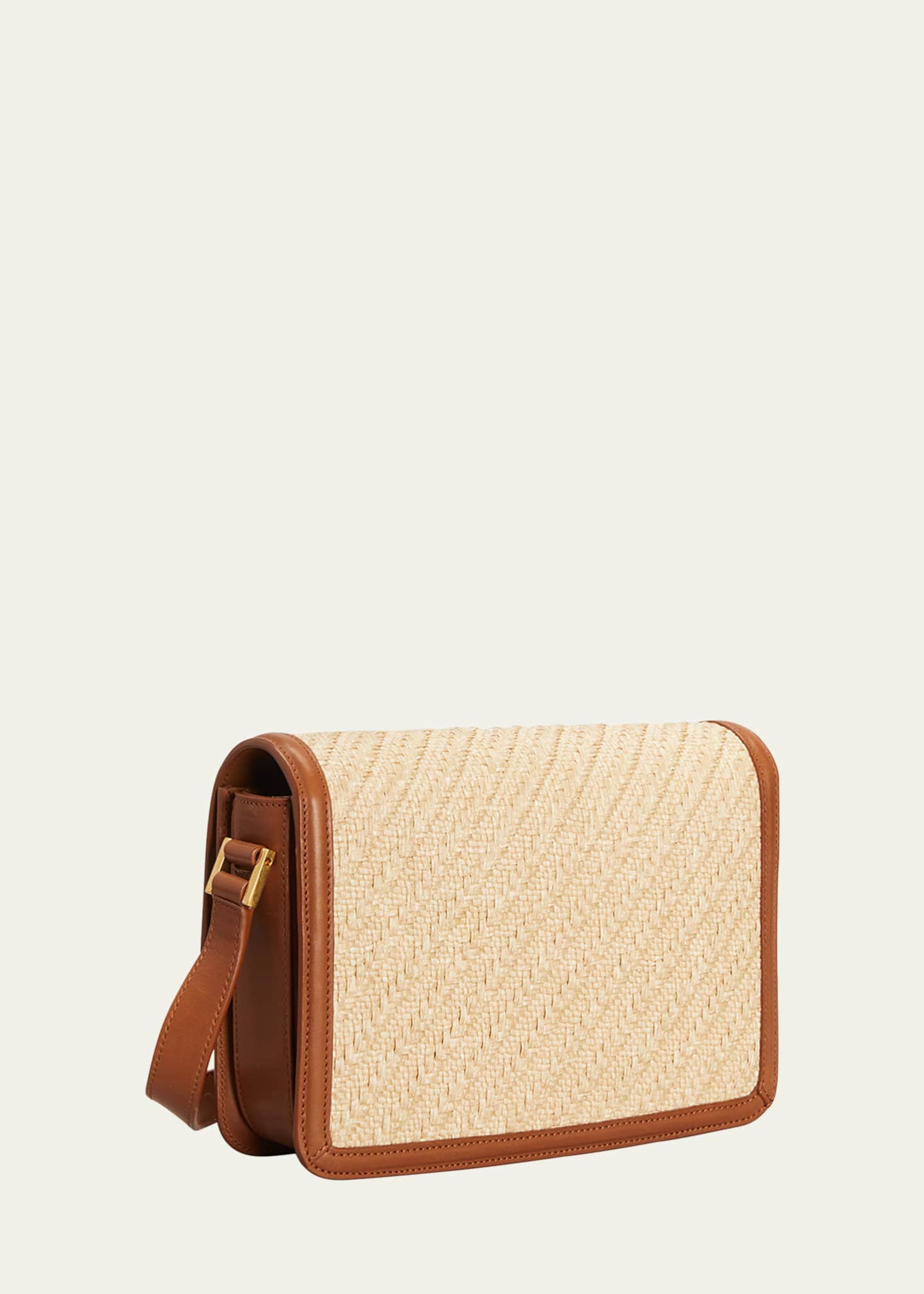 Saint Laurent Medium YSL Flap Raffia Shoulder Bag - Bergdorf Goodman