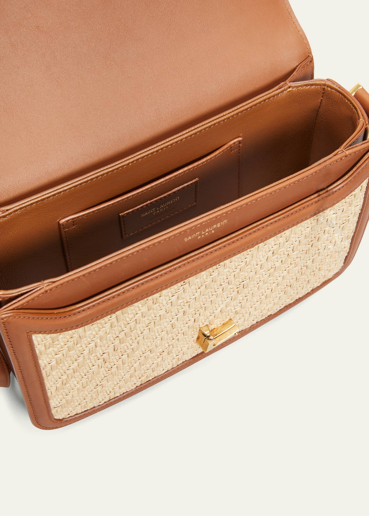 Saint Laurent Medium YSL Flap Raffia Shoulder Bag - Bergdorf Goodman