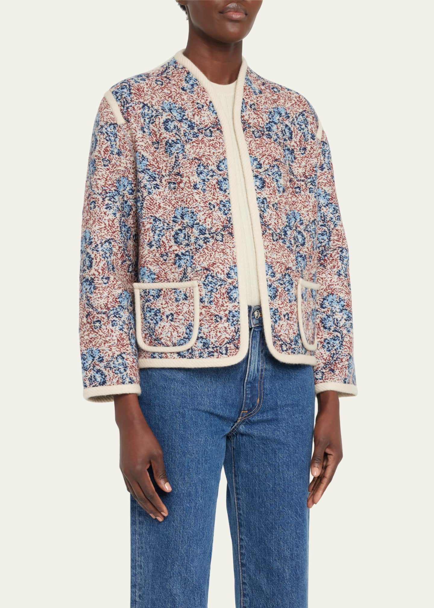 Loro Piana Lesa Floral Jacquard Cashmere Jacket - Bergdorf Goodman