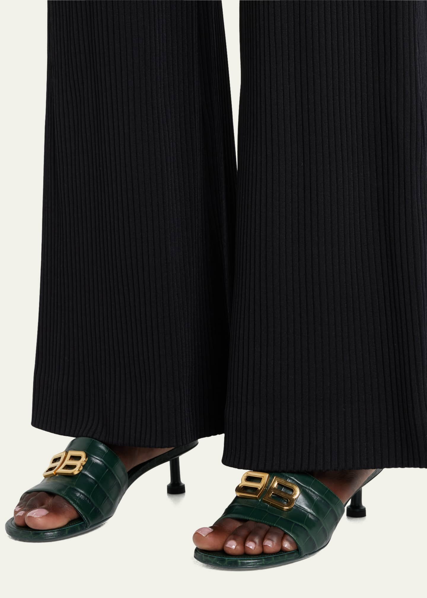 Balenciaga Groupie Croco Medallion Kitten-Heel Mules - Bergdorf Goodman