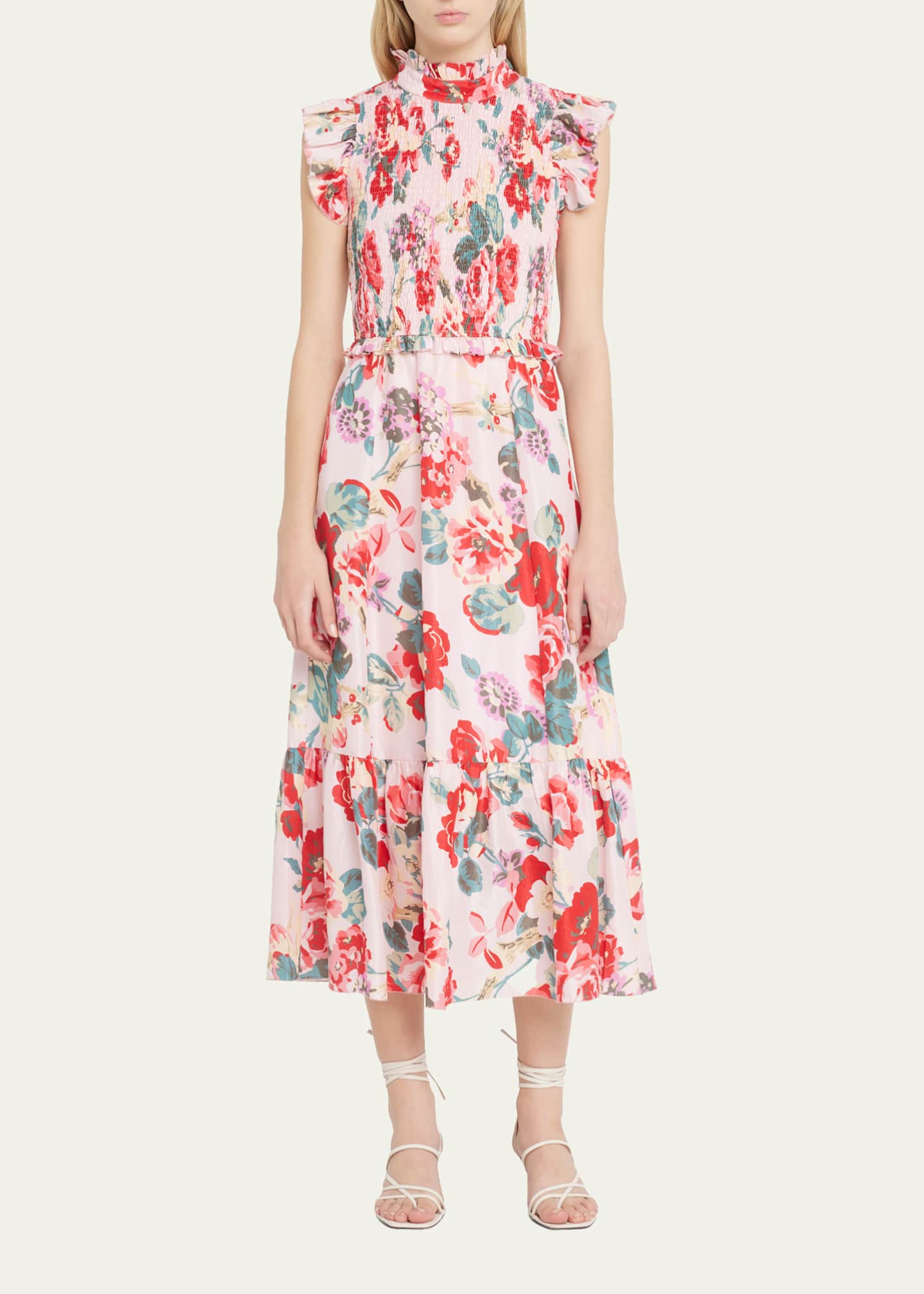 Sea Lanie Floral Smocked Midi Dress - Bergdorf Goodman