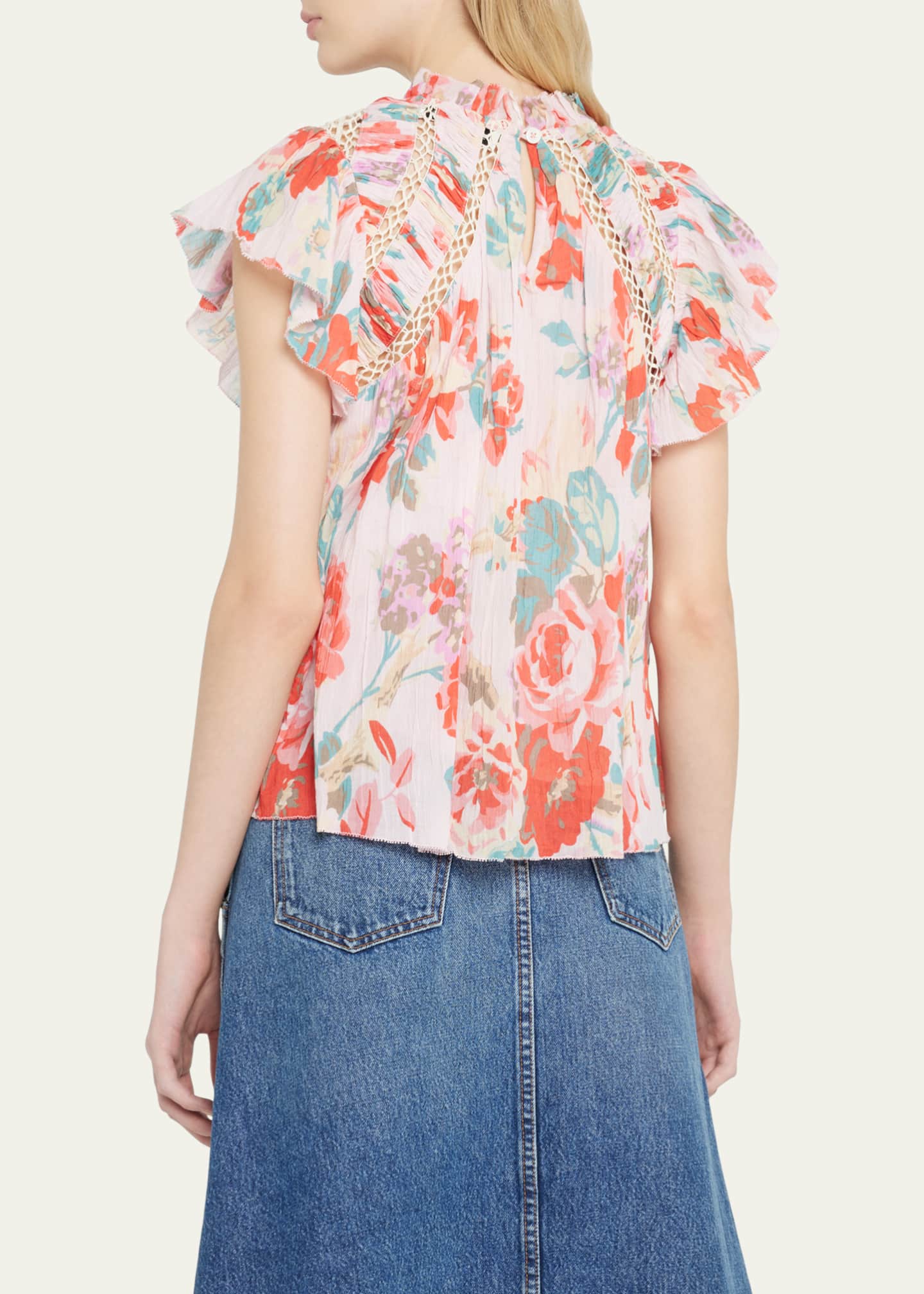 Sea Lanie Floral Flutter Top - Bergdorf Goodman