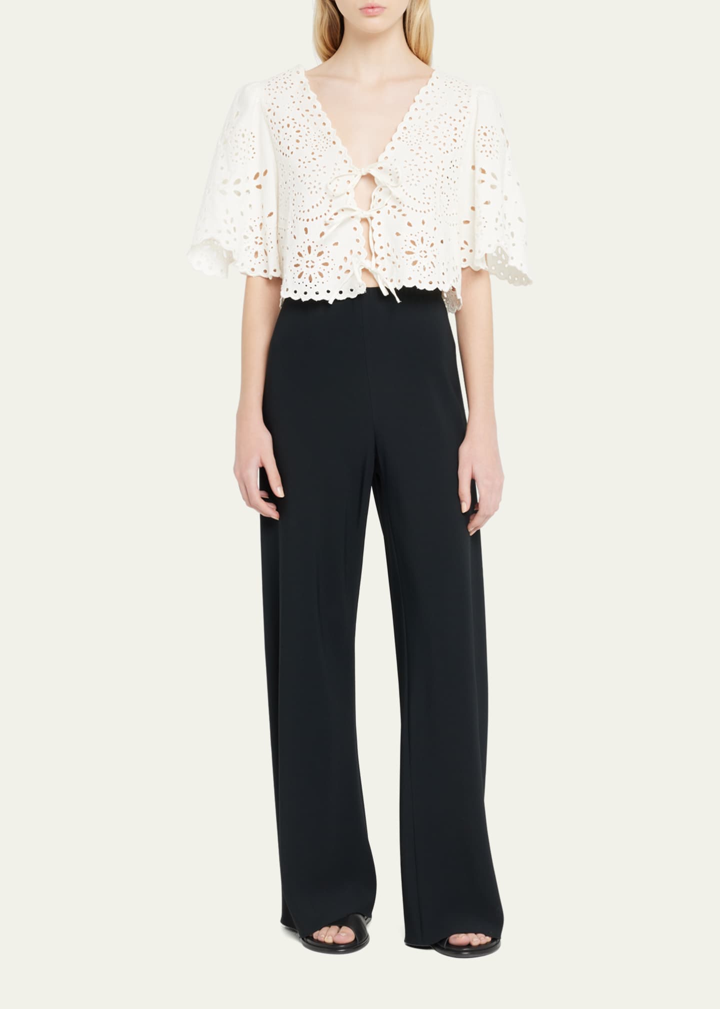 Sea Tali Lace Front-Tie Crop Top - Bergdorf Goodman