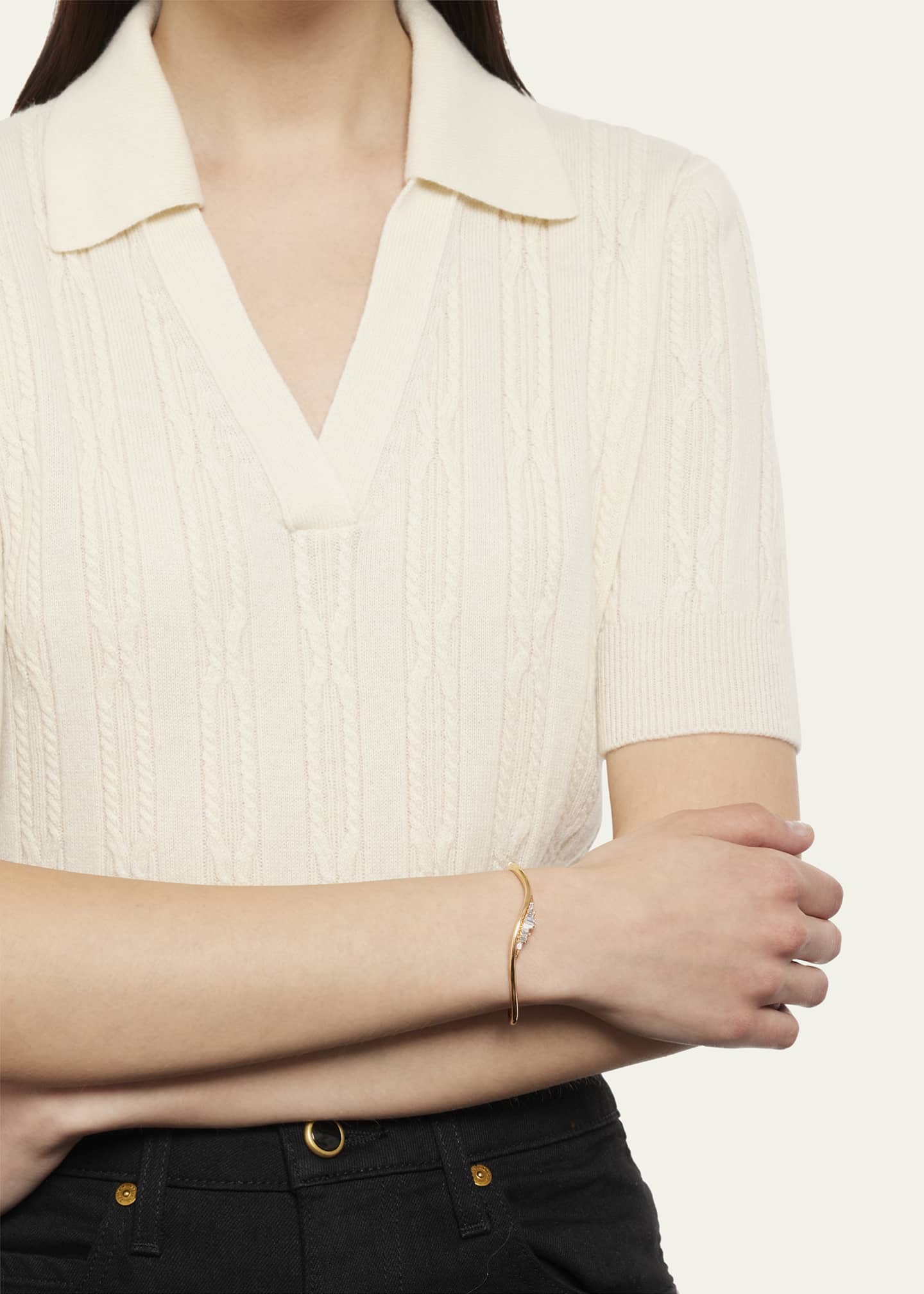 Nak Armstrong Twisted Ruched Cuff Bracelet with Diamonds - Bergdorf Goodman