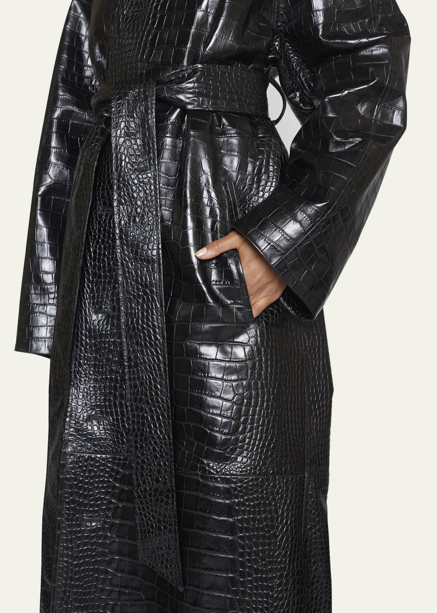 Balenciaga Crocodile Print Leather Lining Coat - Bergdorf Goodman