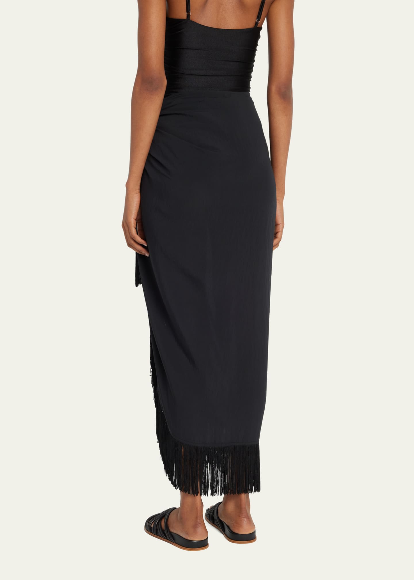 SIMKHAI Clammy Solid Fringe-Trim Sarong Coverup - Bergdorf Goodman