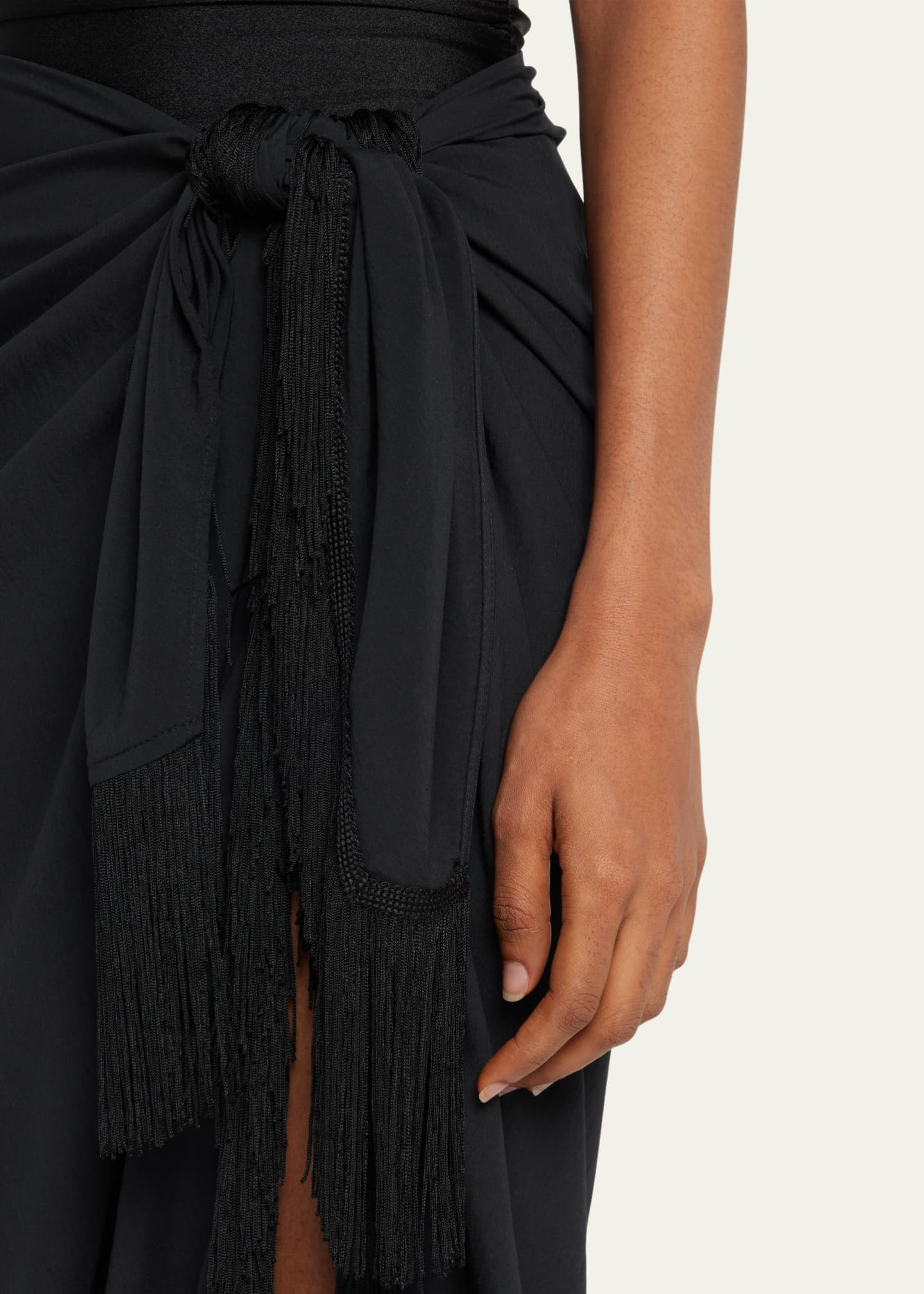 SIMKHAI Clammy Solid Fringe-Trim Sarong Coverup - Bergdorf Goodman