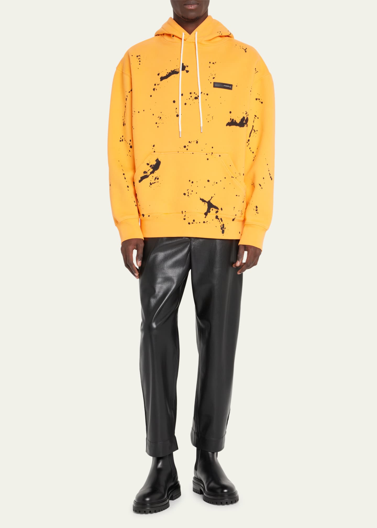 PURPLE Men's Terry Paint-Splatter Pullover Hoodie - Bergdorf Goodman
