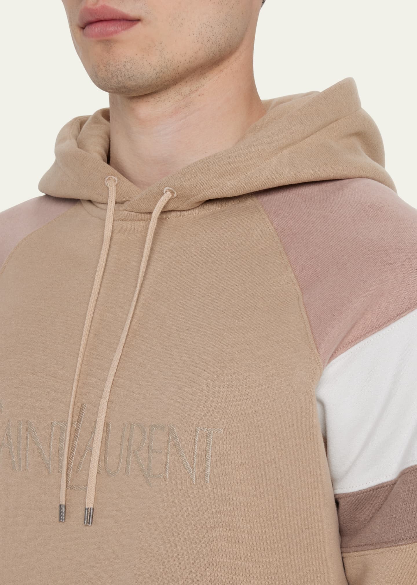 Saint Laurent Men's Colorblock Logo Hoodie - Bergdorf Goodman