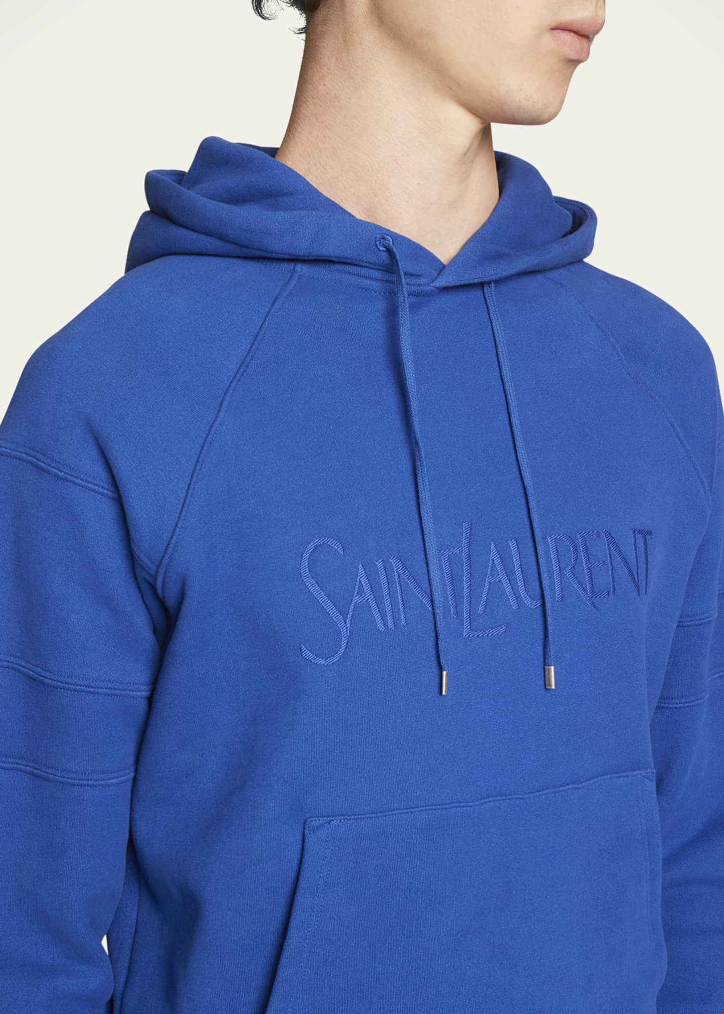 Saint Laurent Men's Colorblock Logo Hoodie - Bergdorf Goodman