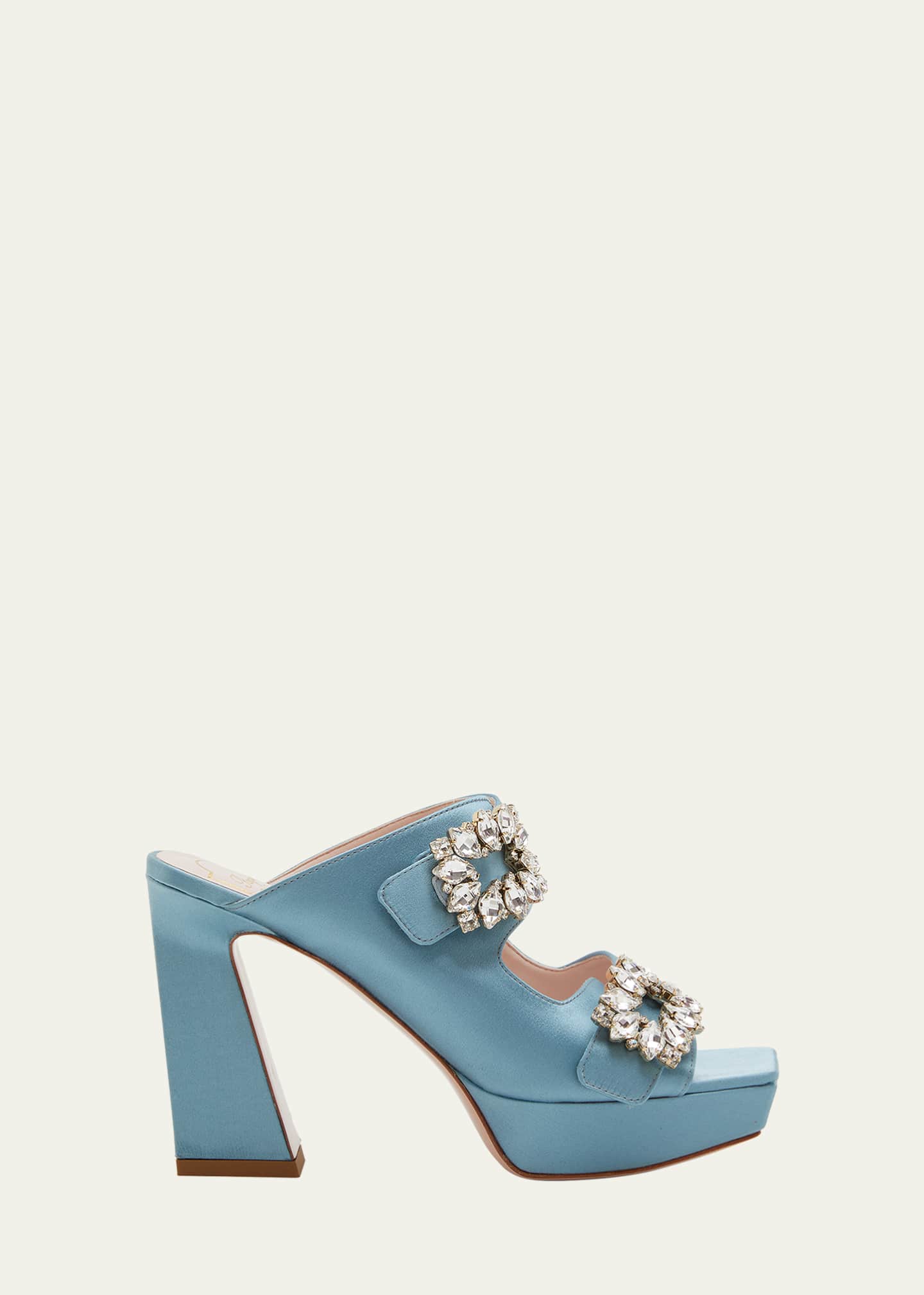 Roger Vivier 100mm Strass Crystal-Buckle Slide Mules - Bergdorf Goodman