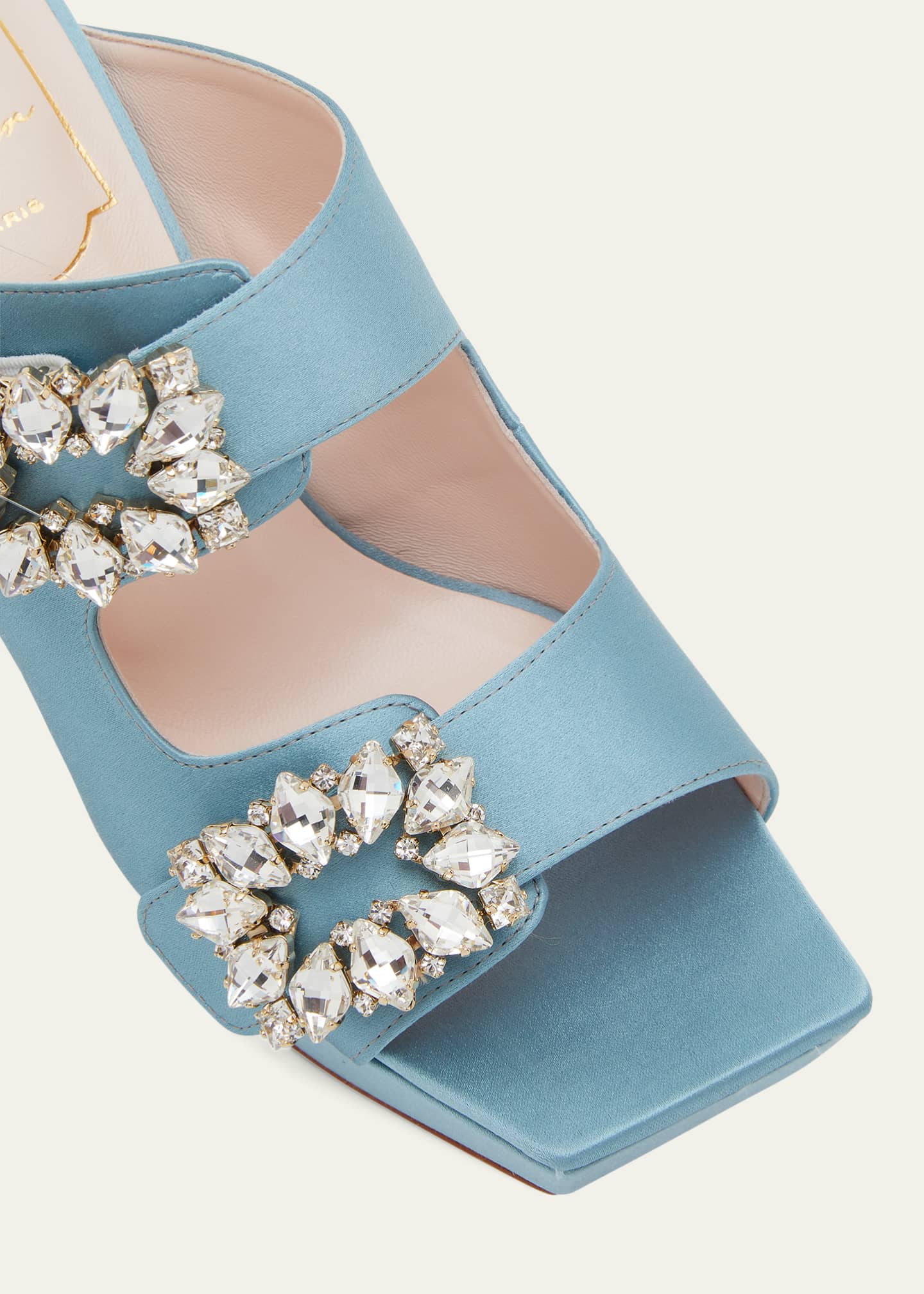 Roger Vivier 100mm Strass Crystal-Buckle Slide Mules - Bergdorf Goodman