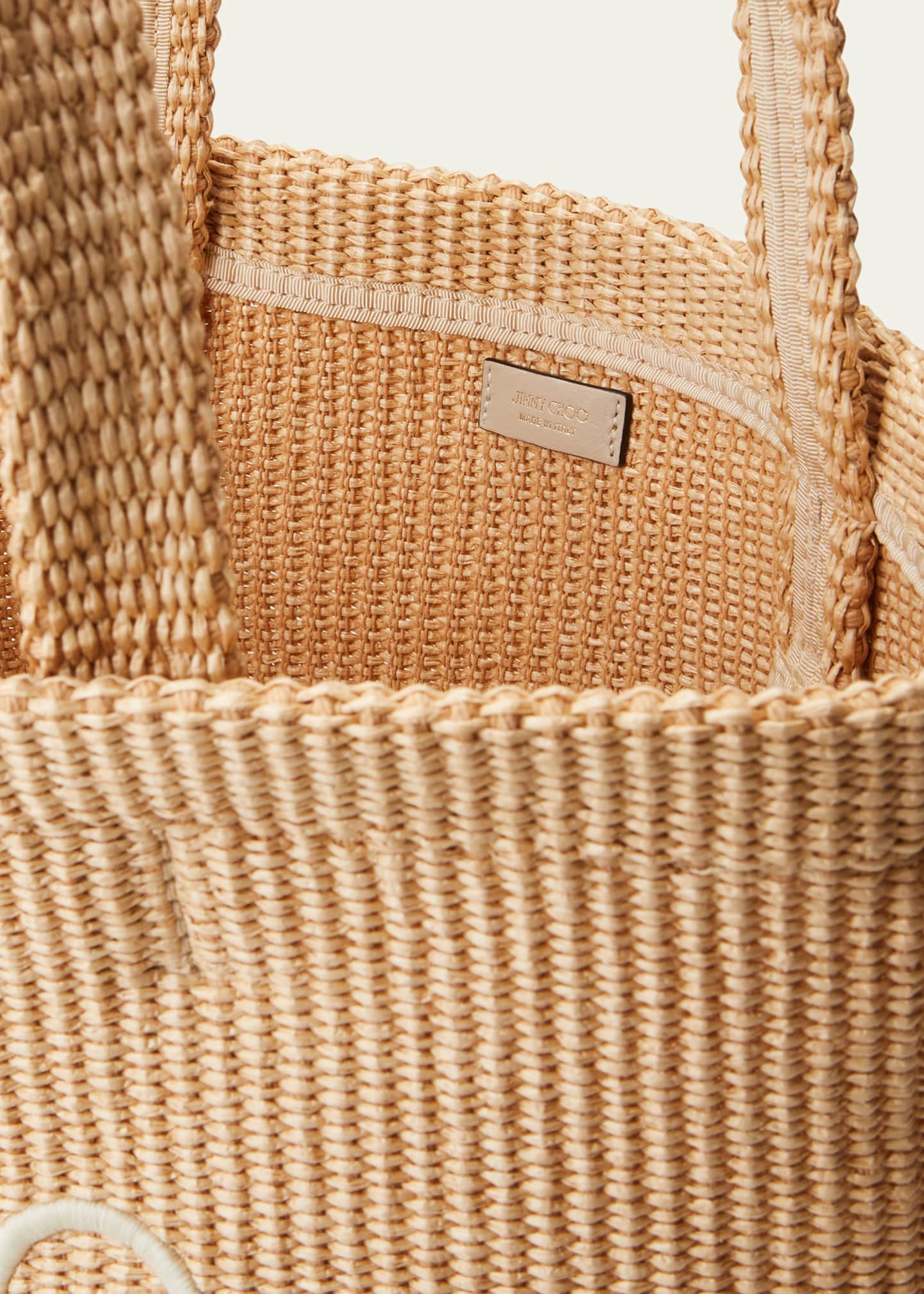 Jimmy Choo Logo Beach Raffia East-West Tote Bag - Bergdorf Goodman