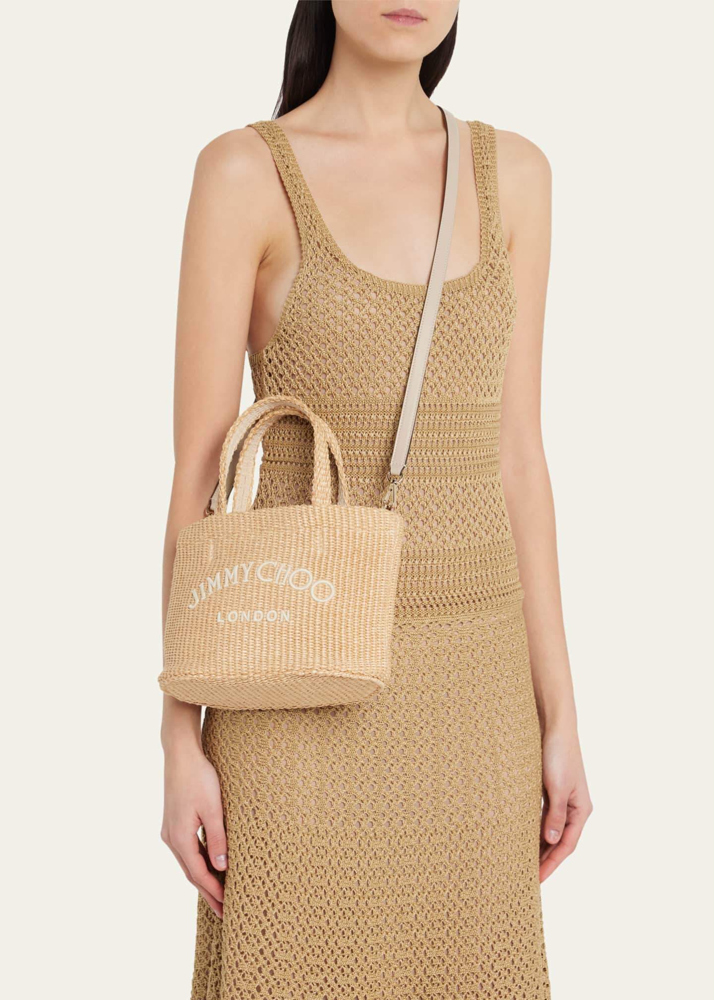 Jimmy Choo Mini Beach East-West Raffia Tote Bag - Bergdorf Goodman