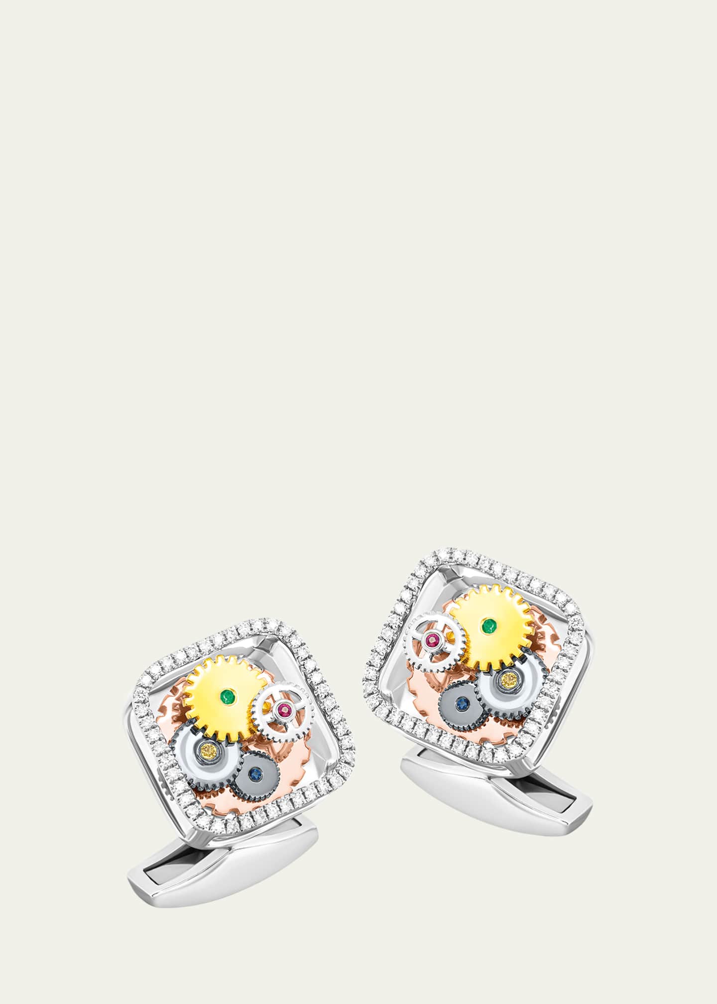 Tateossian Men's Diamond and Gemstone Mechanical Gear Cufflinks ...