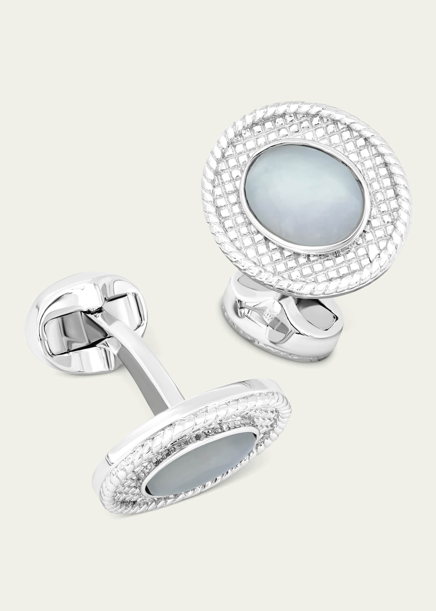 Tateossian Men's Sterling Silver Moonstone Cufflinks - Bergdorf Goodman