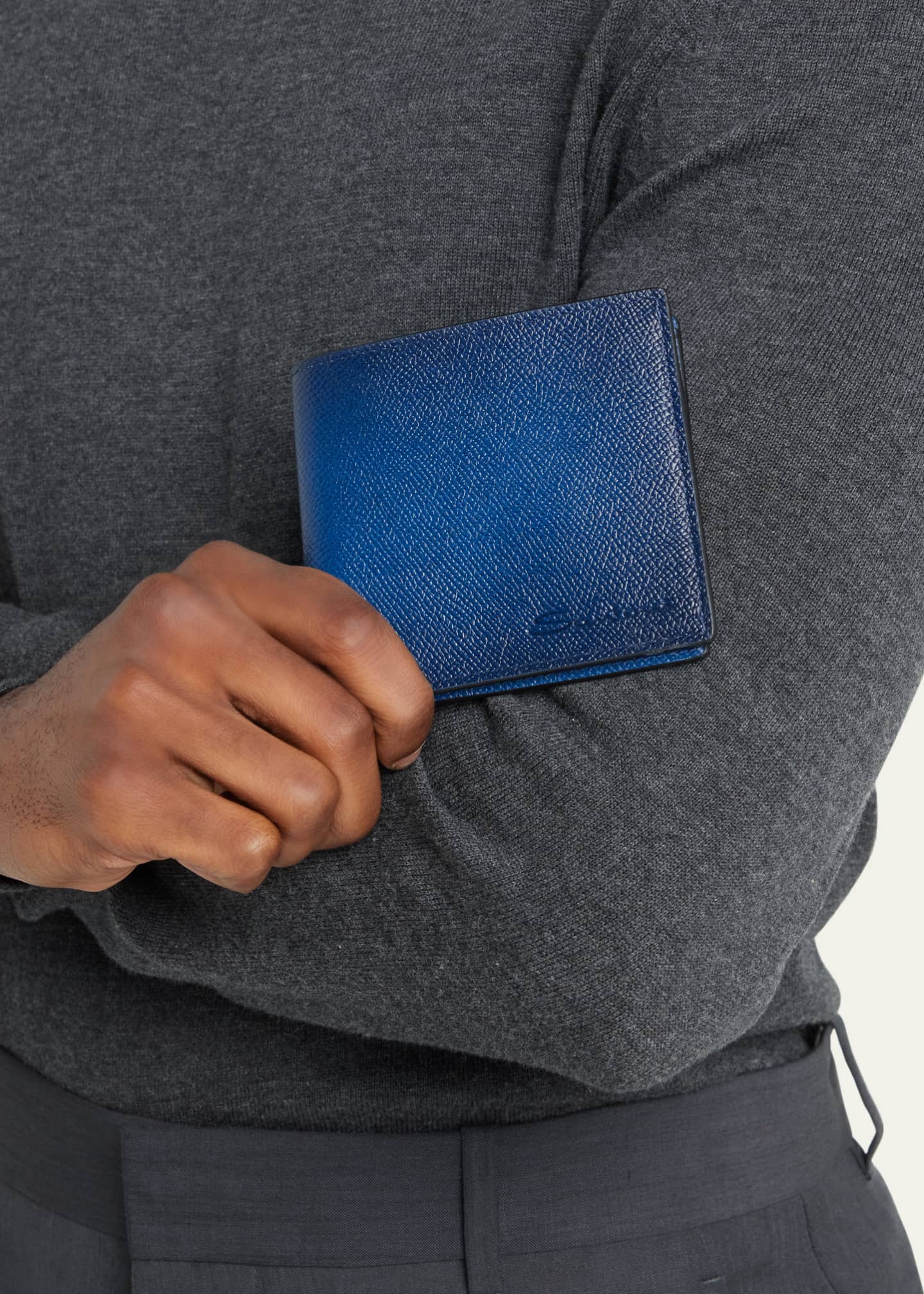 Santoni Men's Saffiano Leather Bifold Wallet - Bergdorf Goodman
