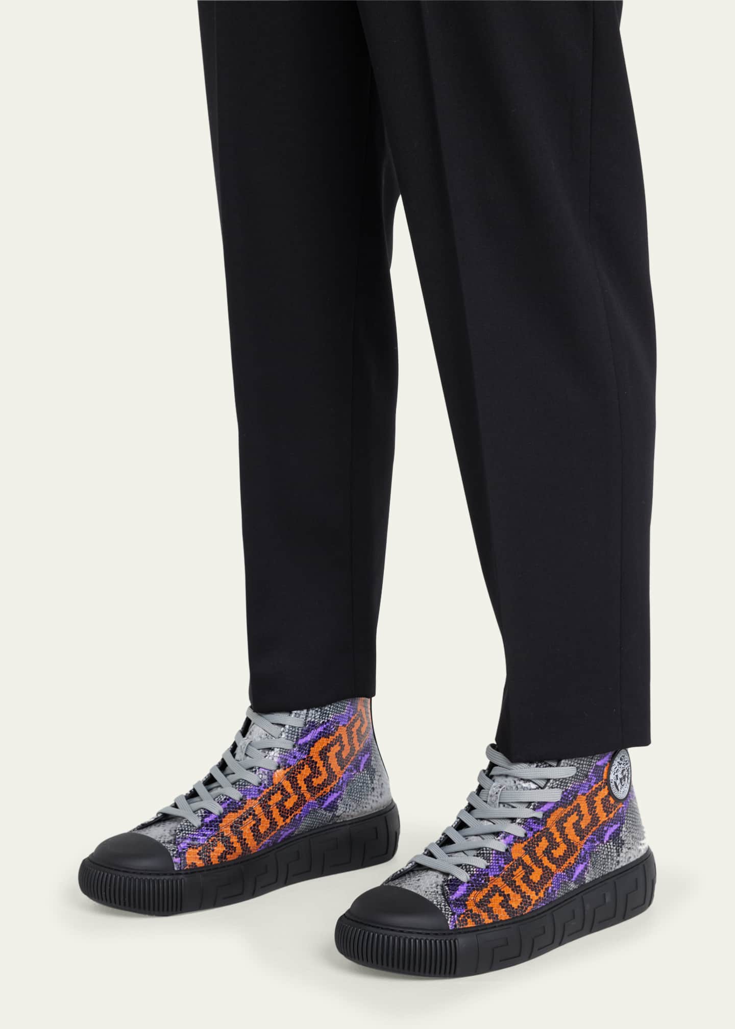 Versace Men's Snake-Printed High-Top Sneakers - Bergdorf Goodman
