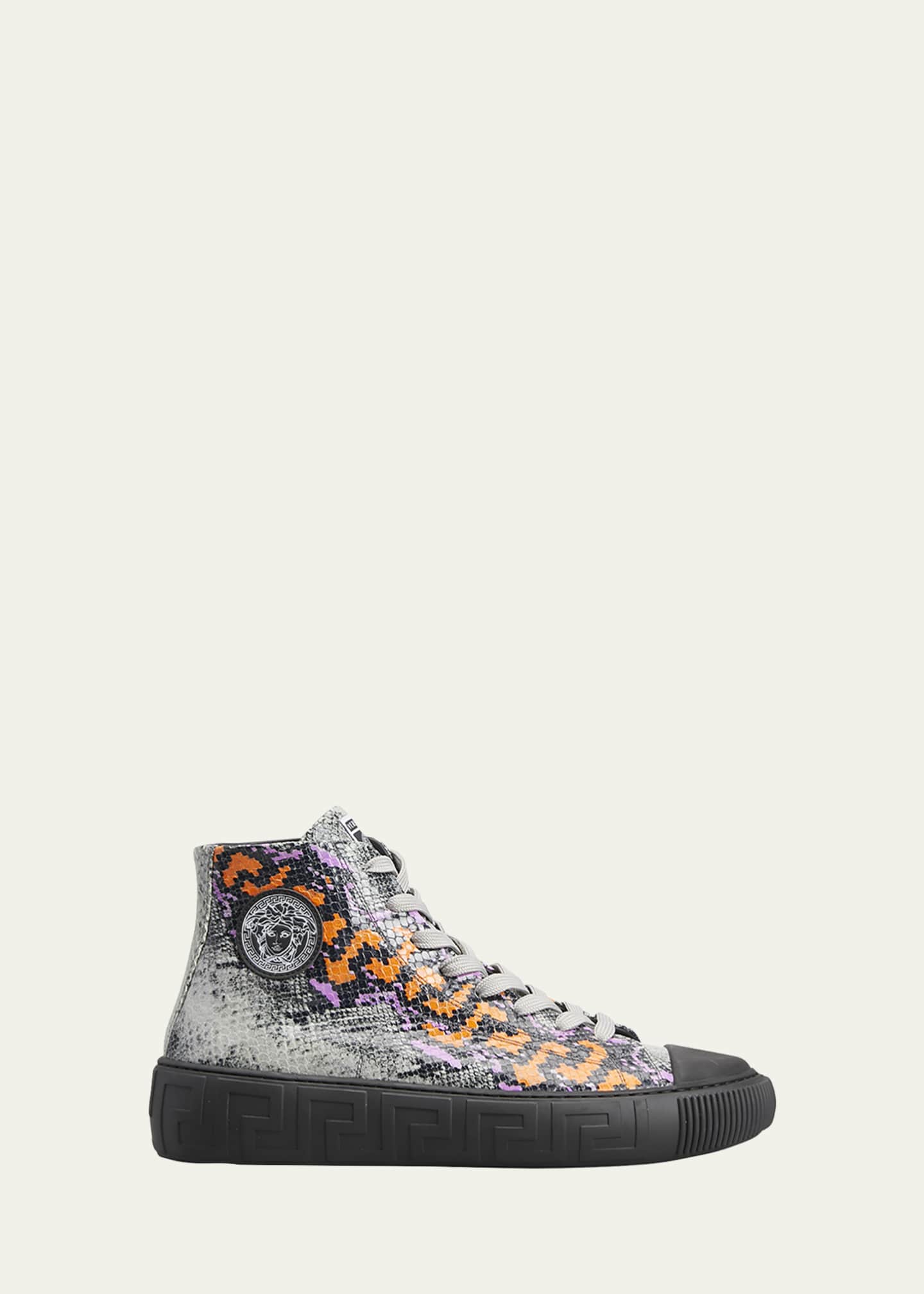 Versace Men's Snake-Printed High-Top Sneakers - Bergdorf Goodman