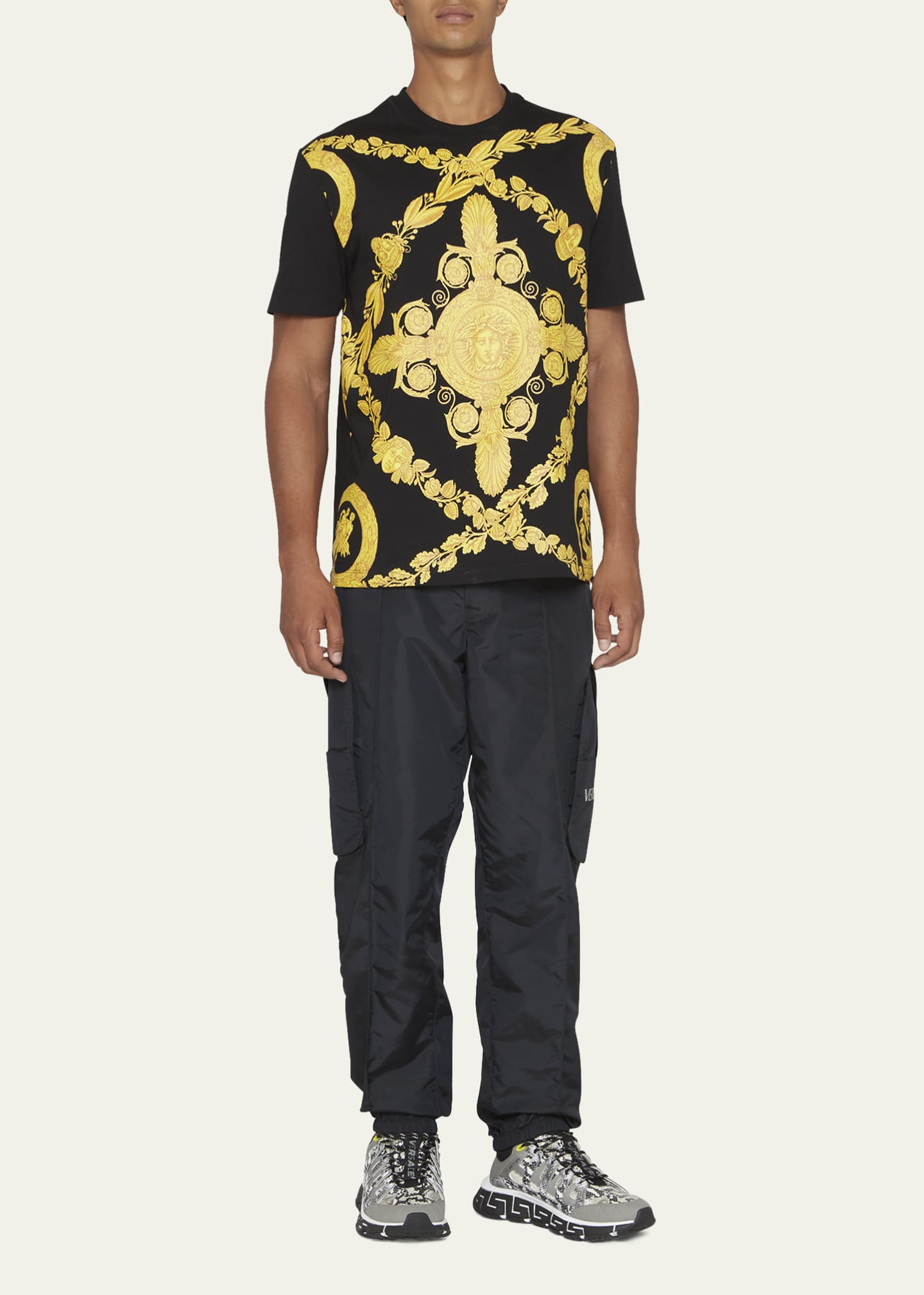 Versace Men's Trigreca Snake-Printed Fashion Sneakers - Bergdorf Goodman