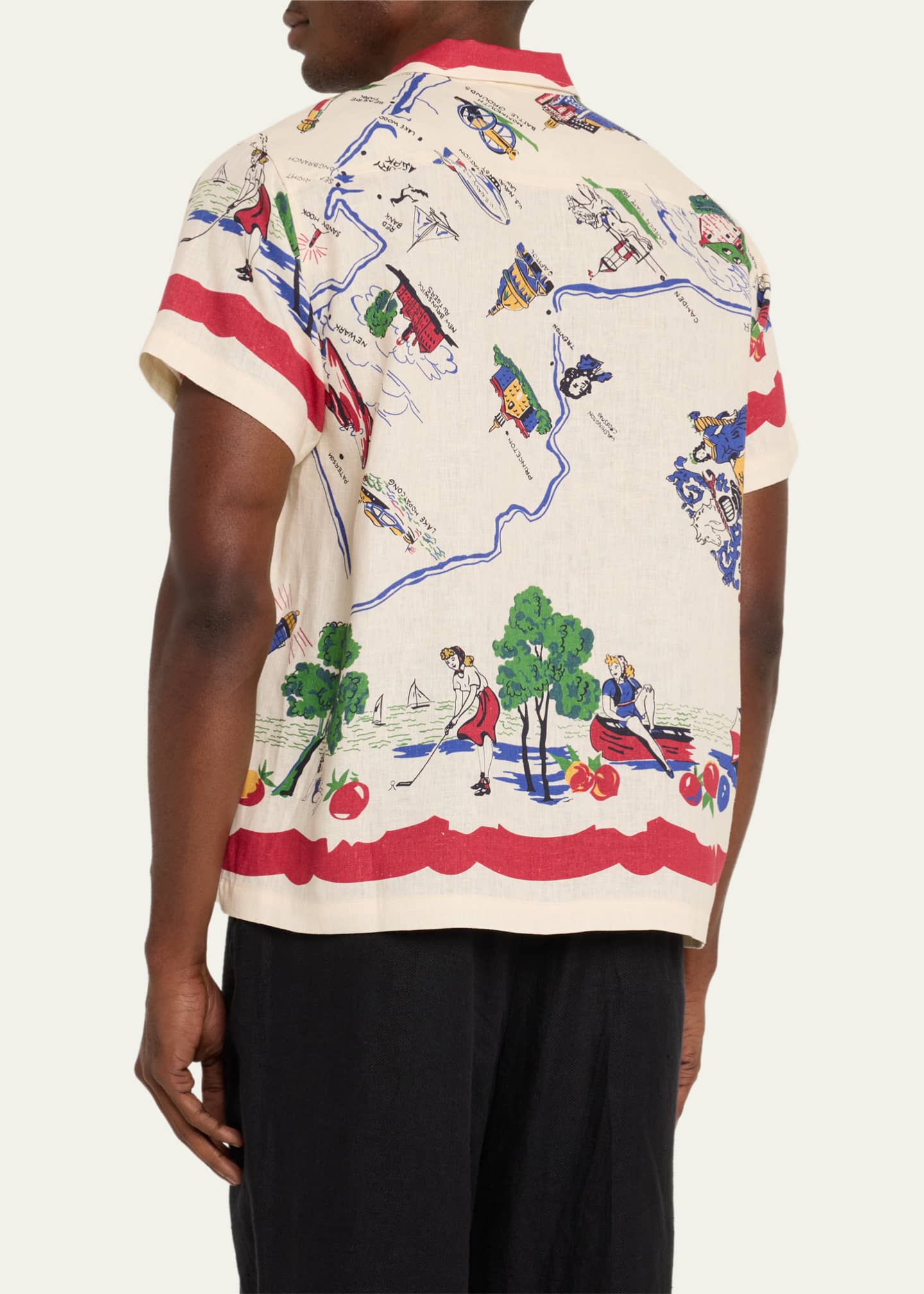 Bode Men's Garden State Linen Camp Shirt - Bergdorf Goodman