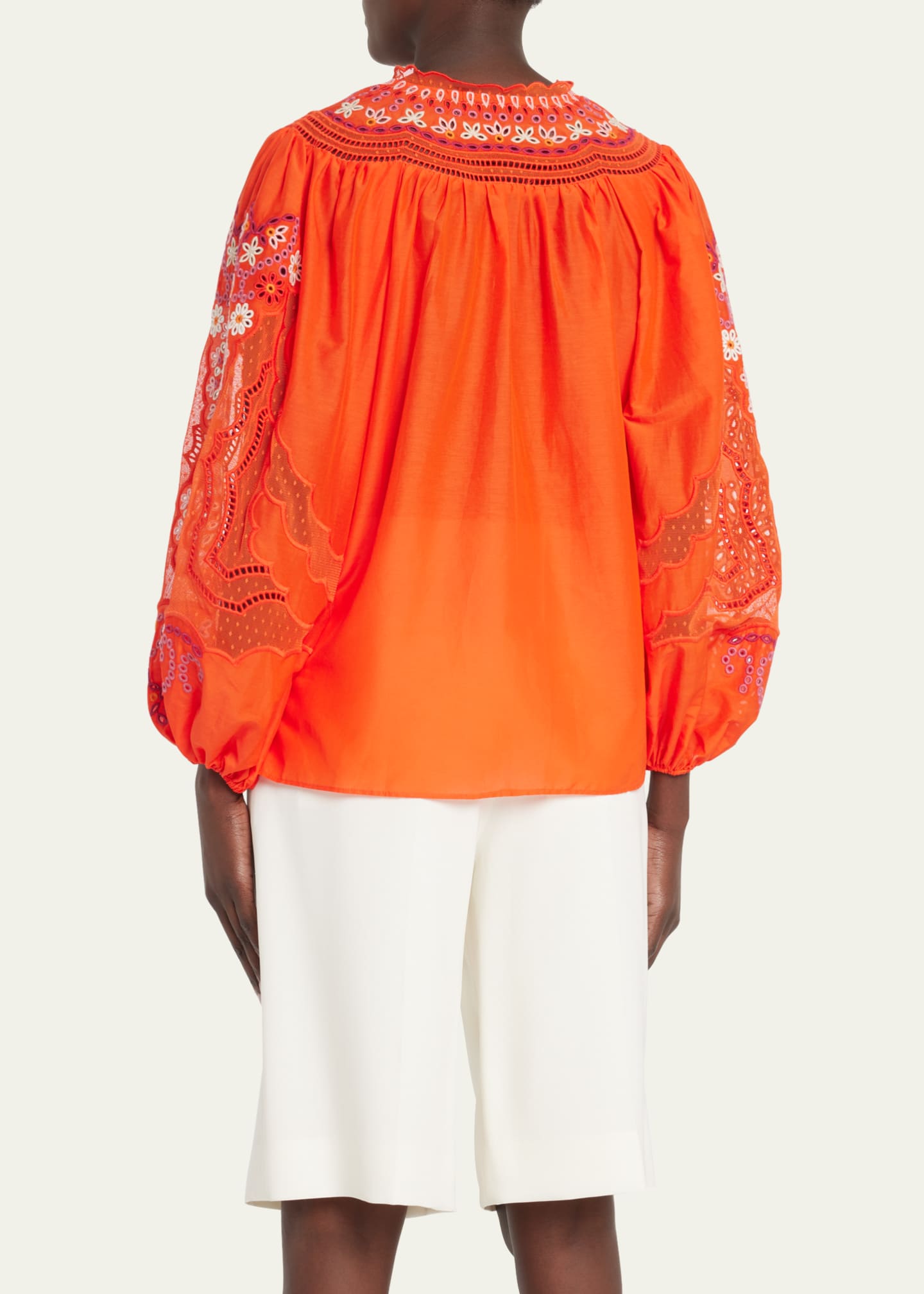 Kobi Halperin Blythe Floral-Embroidered Blouson-Sleeve Blouse ...
