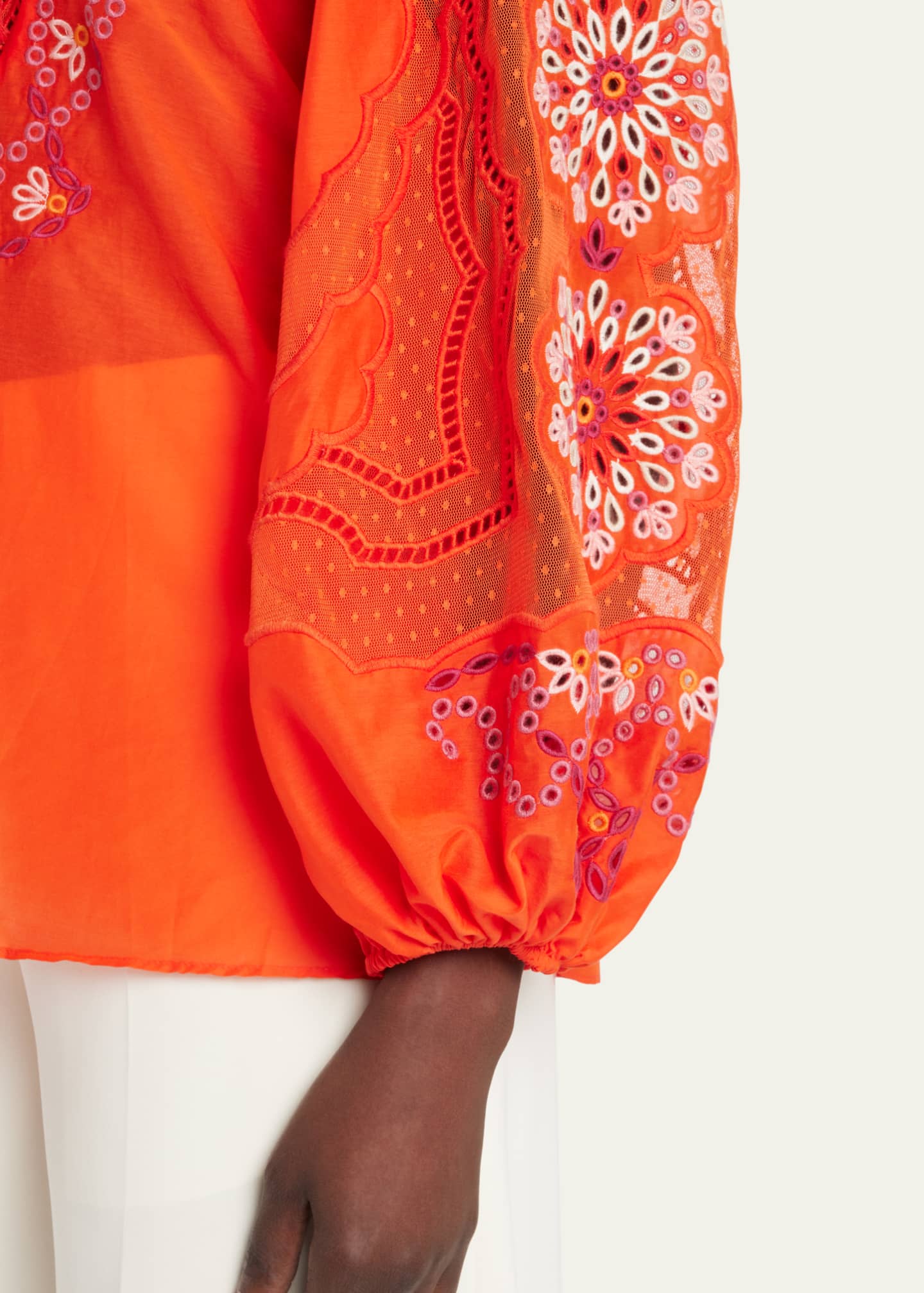 Kobi Halperin Blythe Floral-Embroidered Blouson-Sleeve Blouse ...