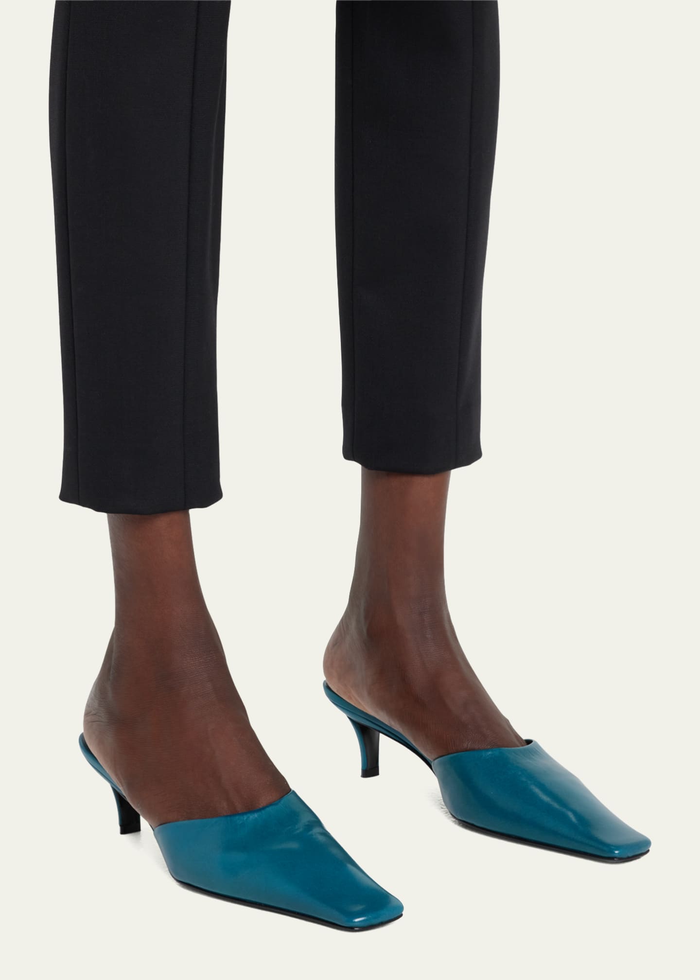 Jil Sander Leather Kitten-Heel Mules - Bergdorf Goodman