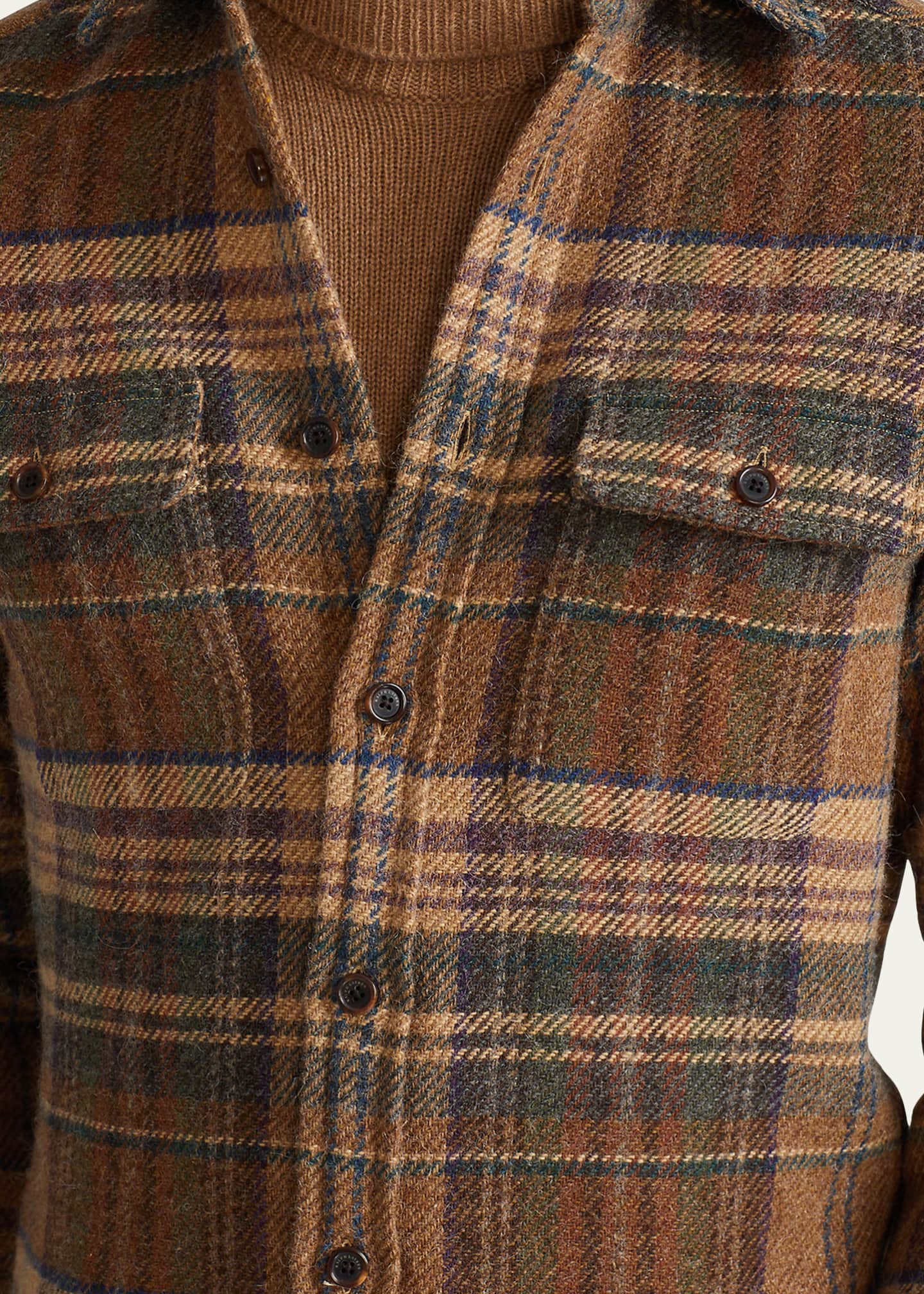 Ralph Lauren Purple Label Men's Cooper Plaid Elbow-Patch Sport Shirt ...