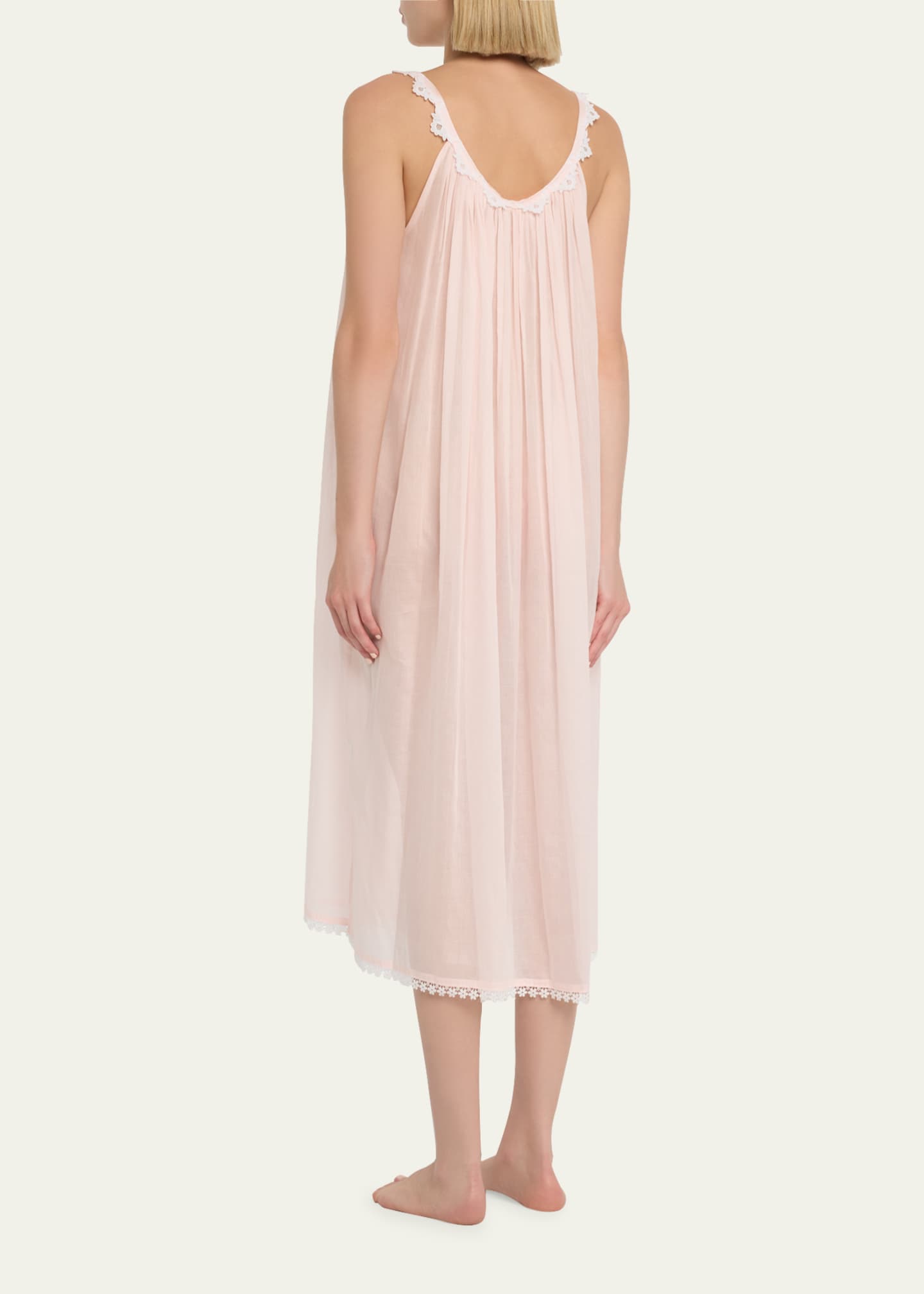 Celestine Janina Ruched Lace-Trim Cotton Nightgown - Bergdorf Goodman