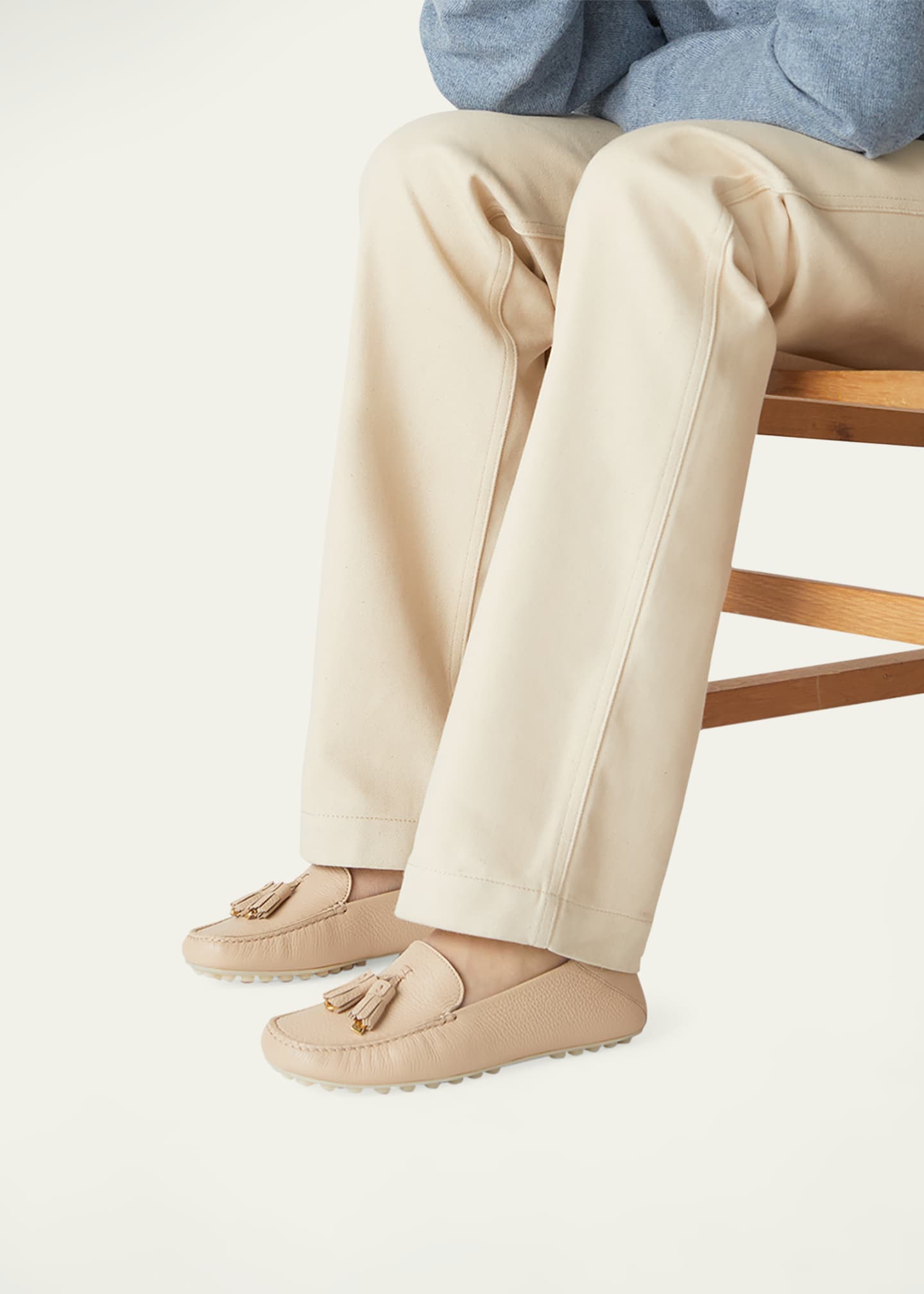 Loro Piana Leather Tassel Moccasin Driver Loafers - Bergdorf Goodman