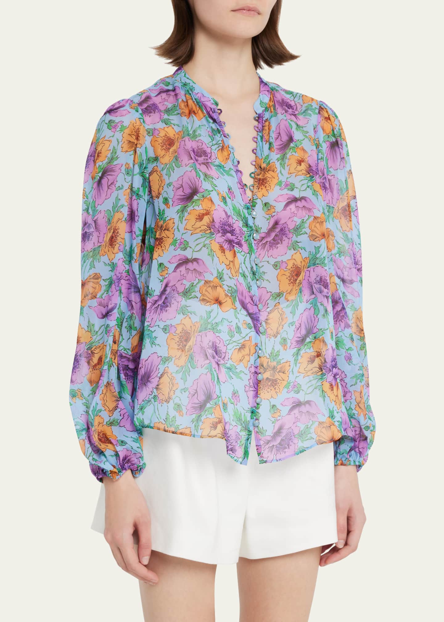 Veronica Beard Syden Floral Top - Bergdorf Goodman