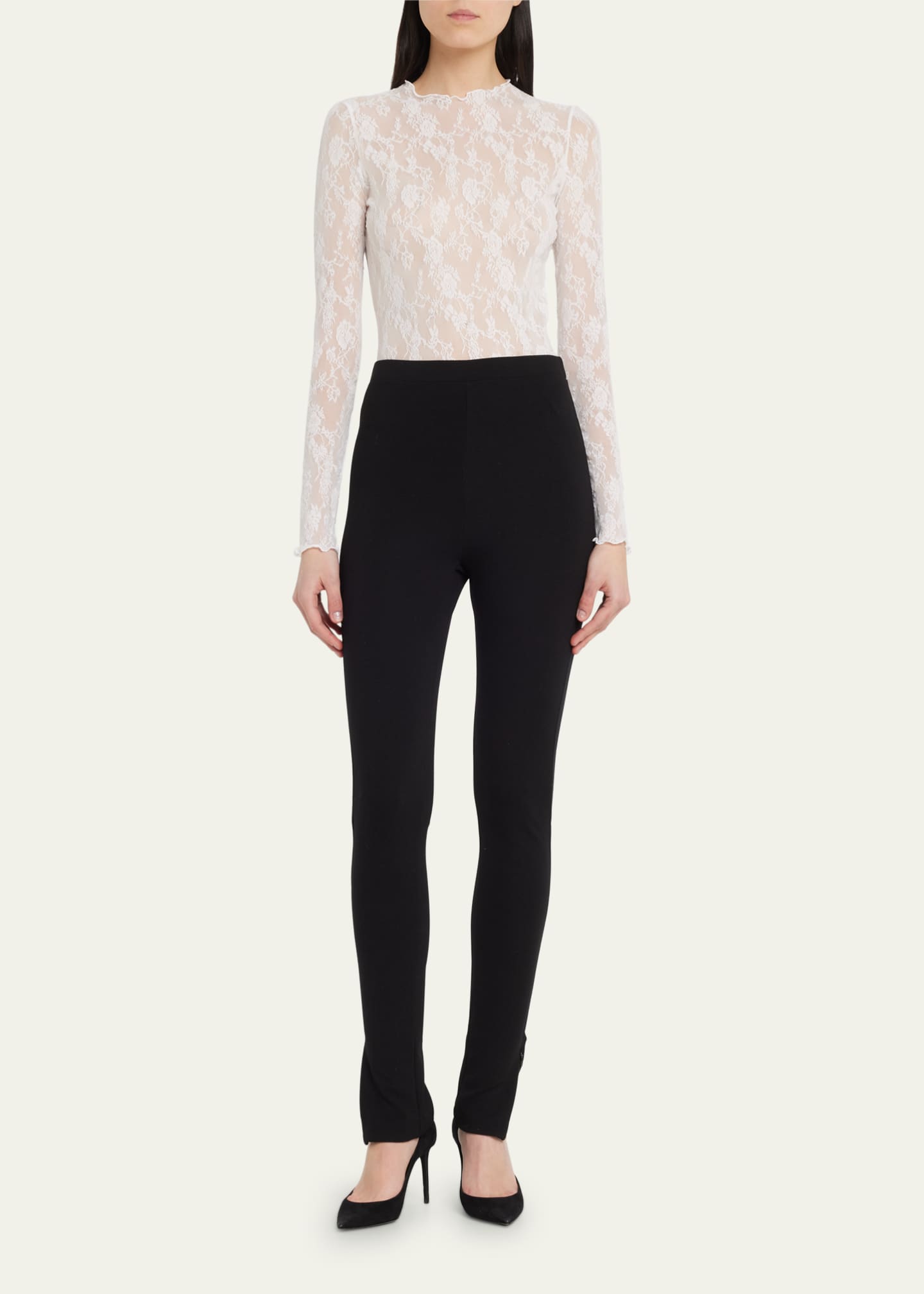 Wolford Long-Sleeve Floral Lace Top - Bergdorf Goodman