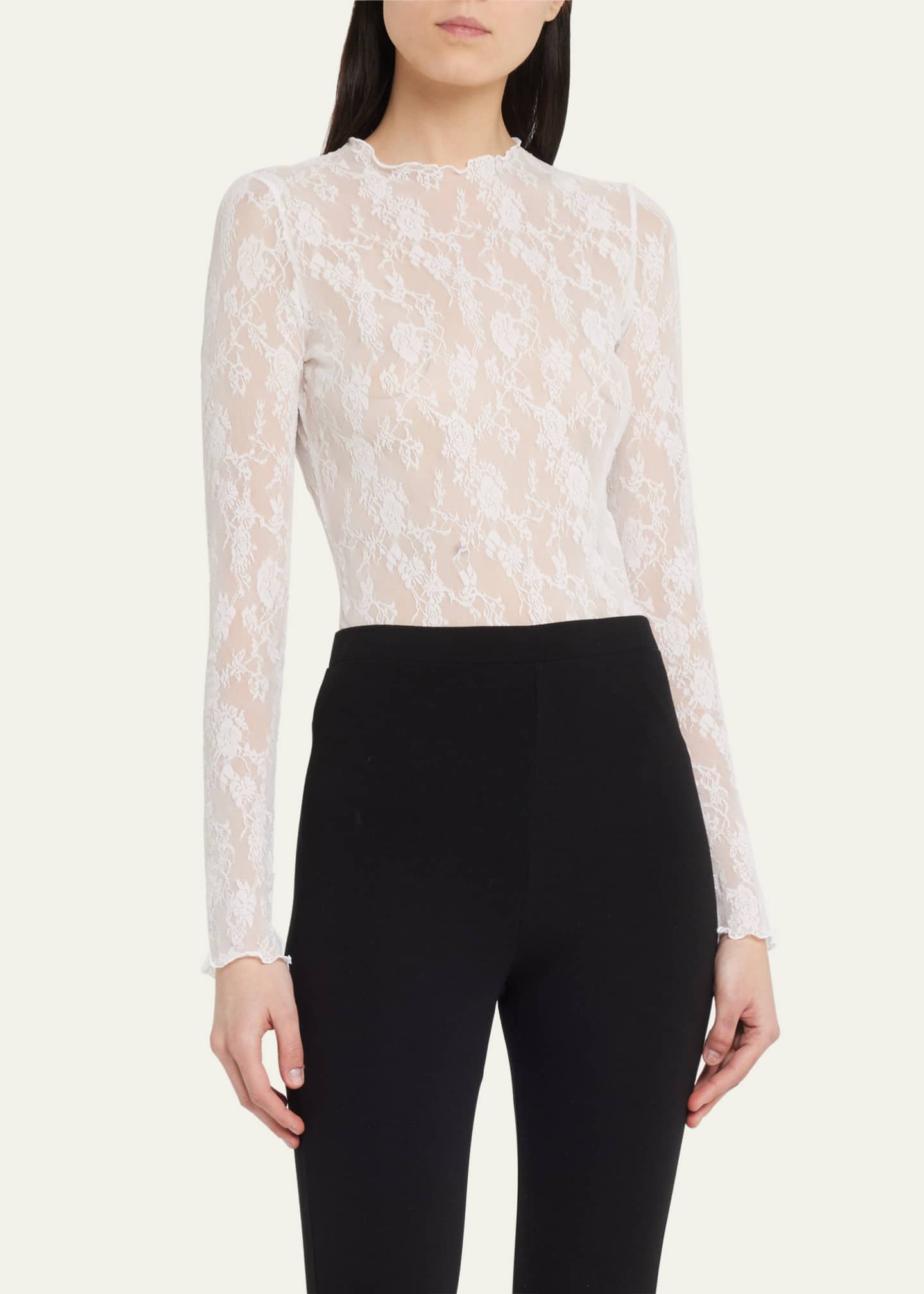 Wolford Long-Sleeve Floral Lace Top - Bergdorf Goodman