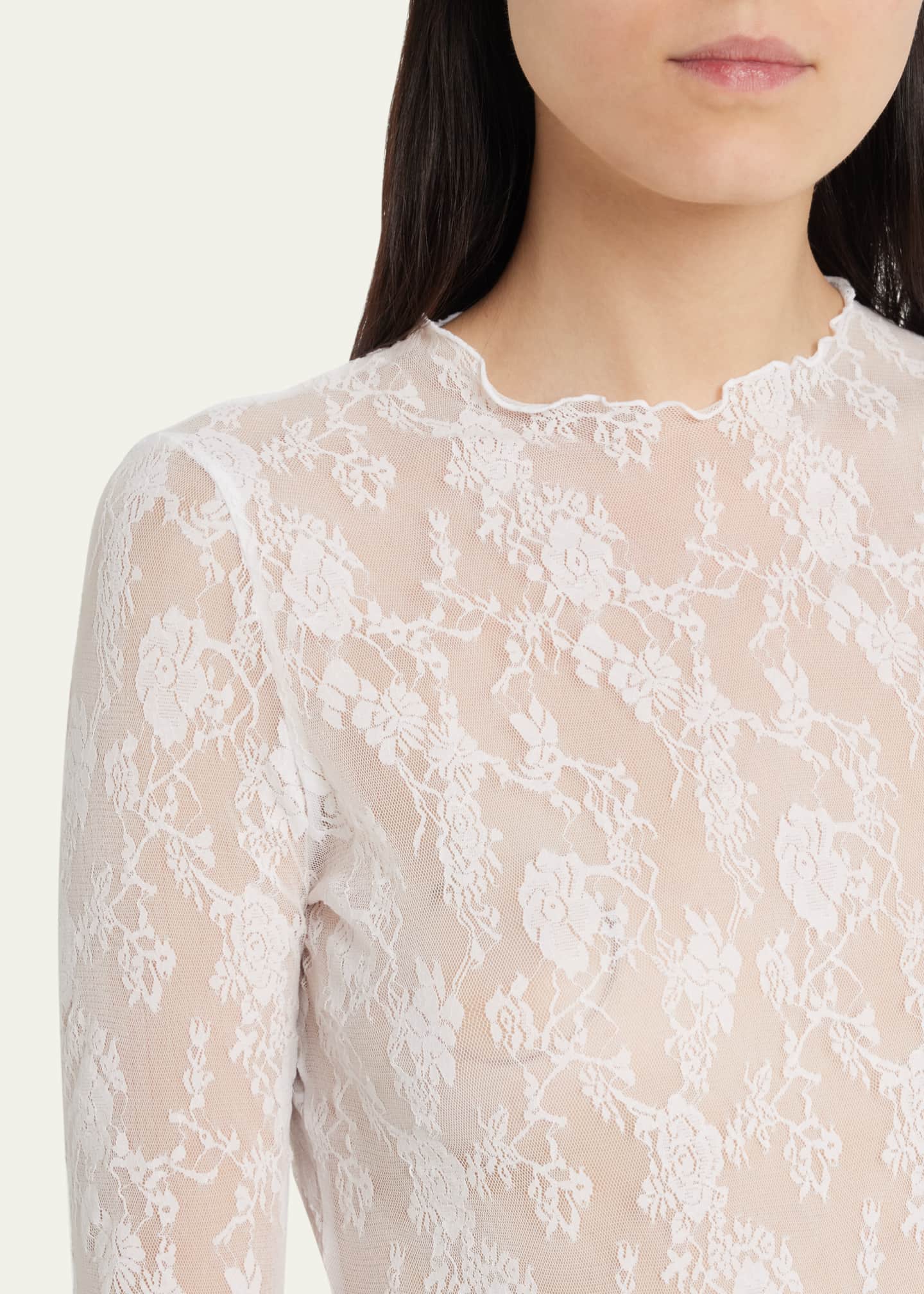 Wolford Long-Sleeve Floral Lace Top - Bergdorf Goodman