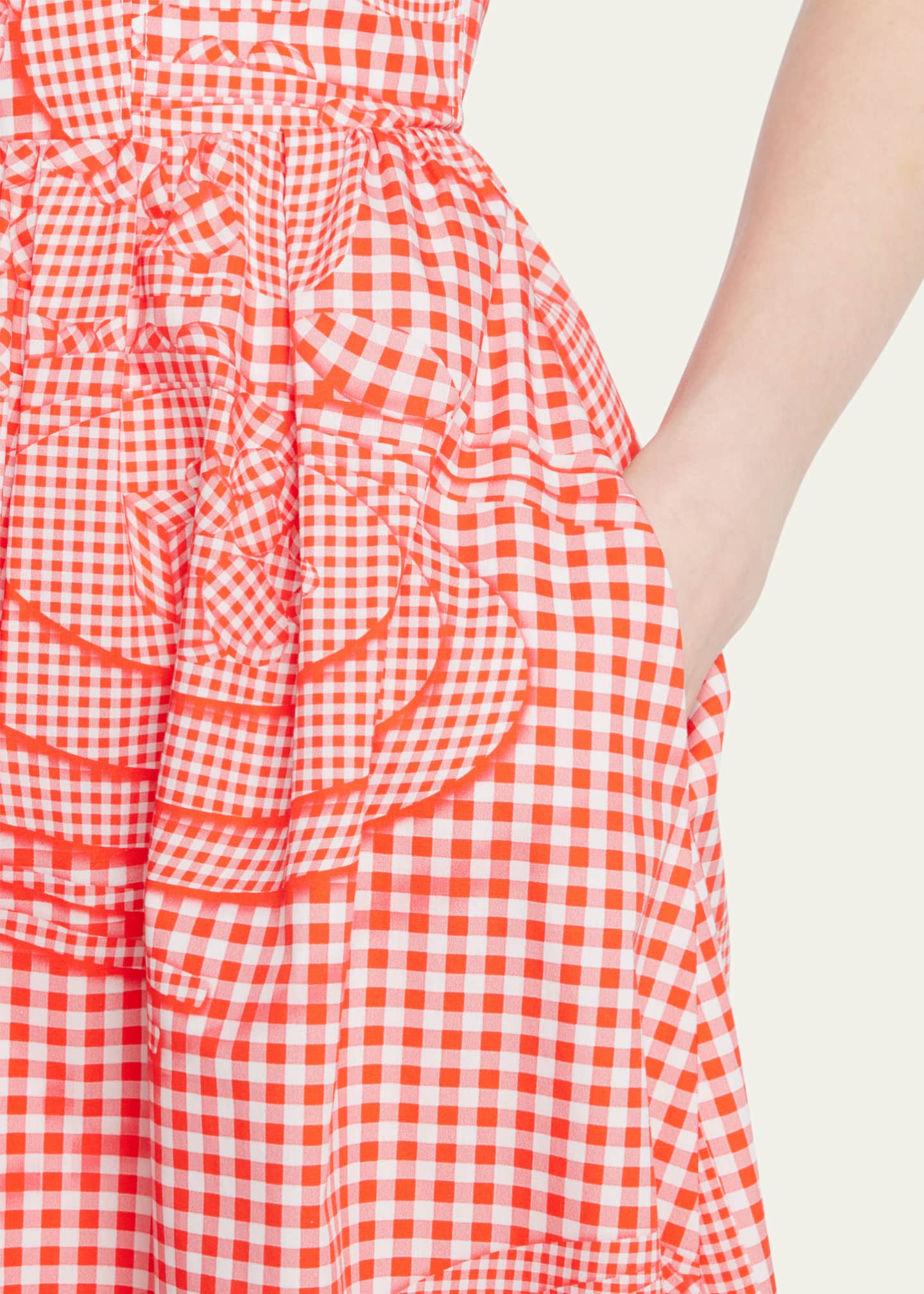 Lela Rose Gingham Seamed Bodice Midi Dress - Bergdorf Goodman