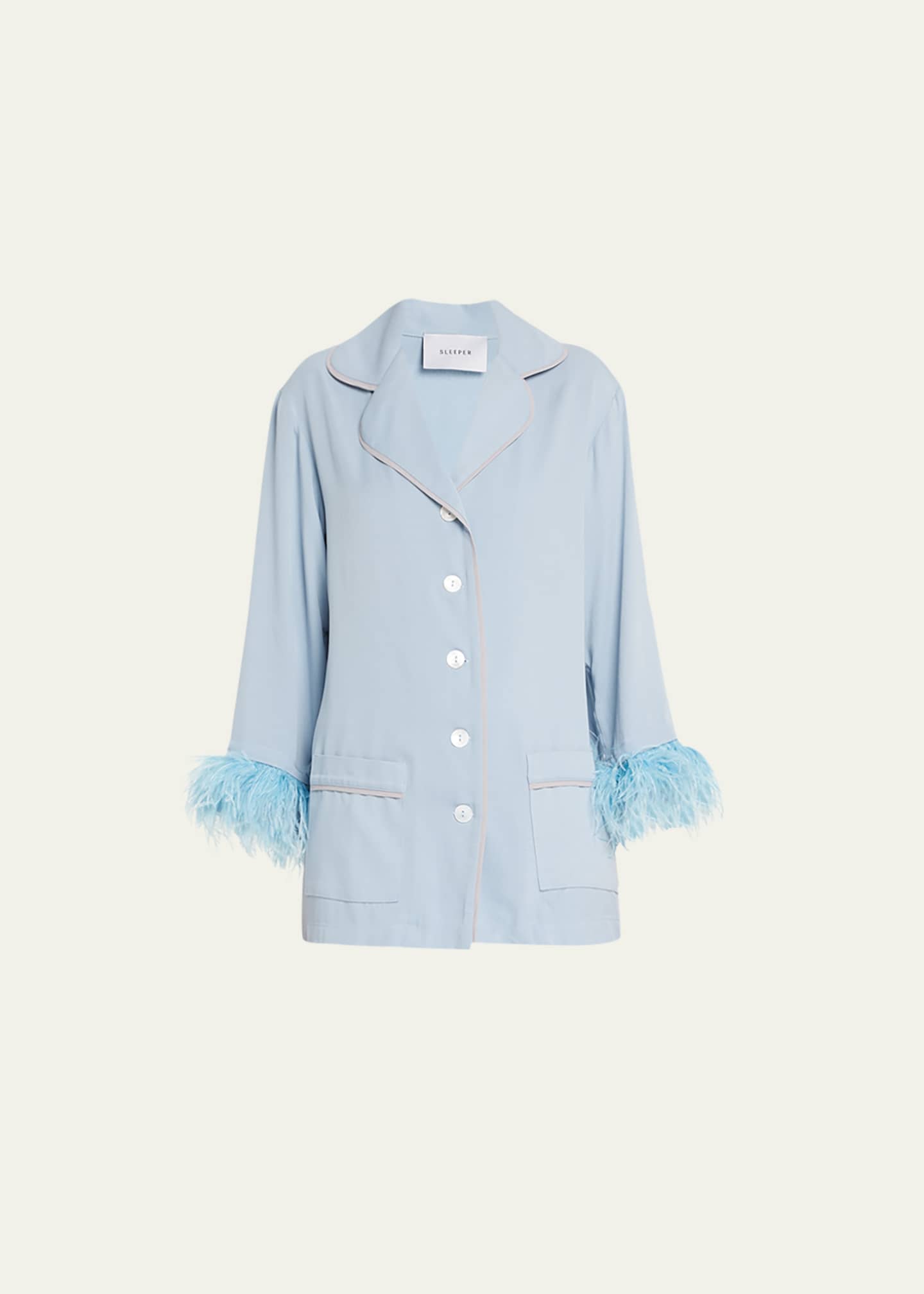 Sleeper Cropped Feather-Trim Party Pajama Set - Bergdorf Goodman