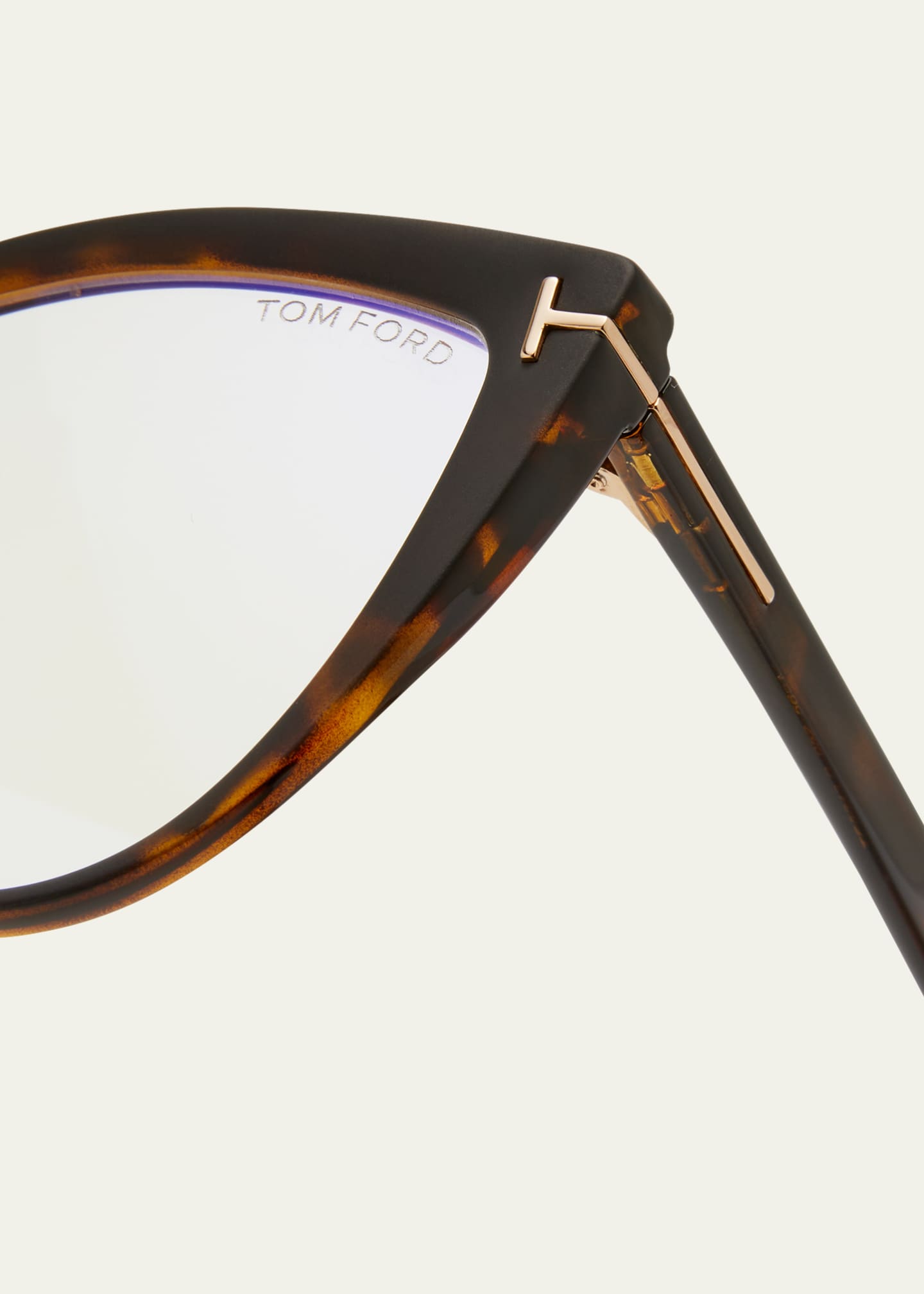TOM FORD Blue Filtering Tortoise Injection Plastic Cat-Eye Glasses ...