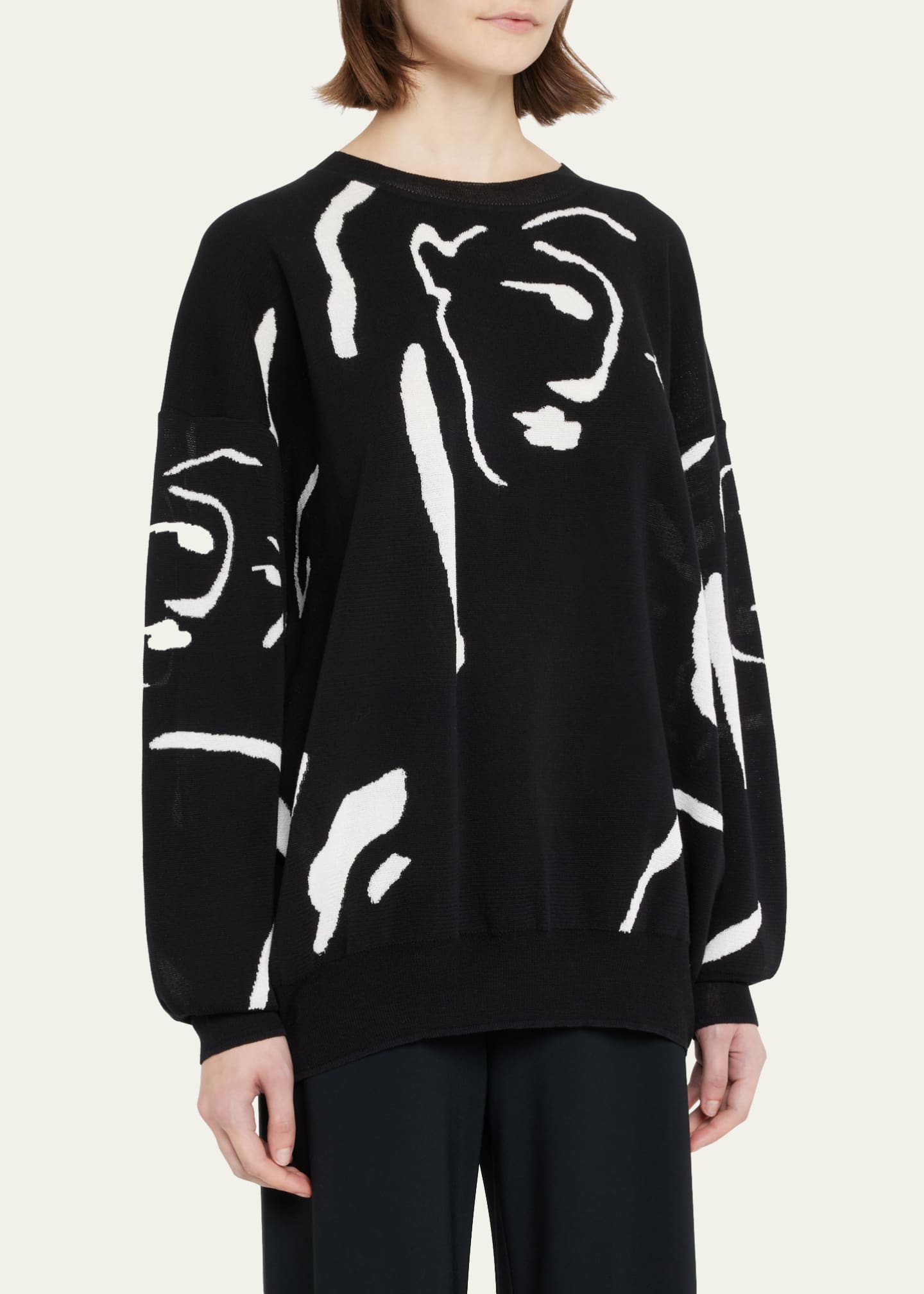 ZANKOV Braque Abstract-Intarsia Oversized Sweater - Bergdorf Goodman