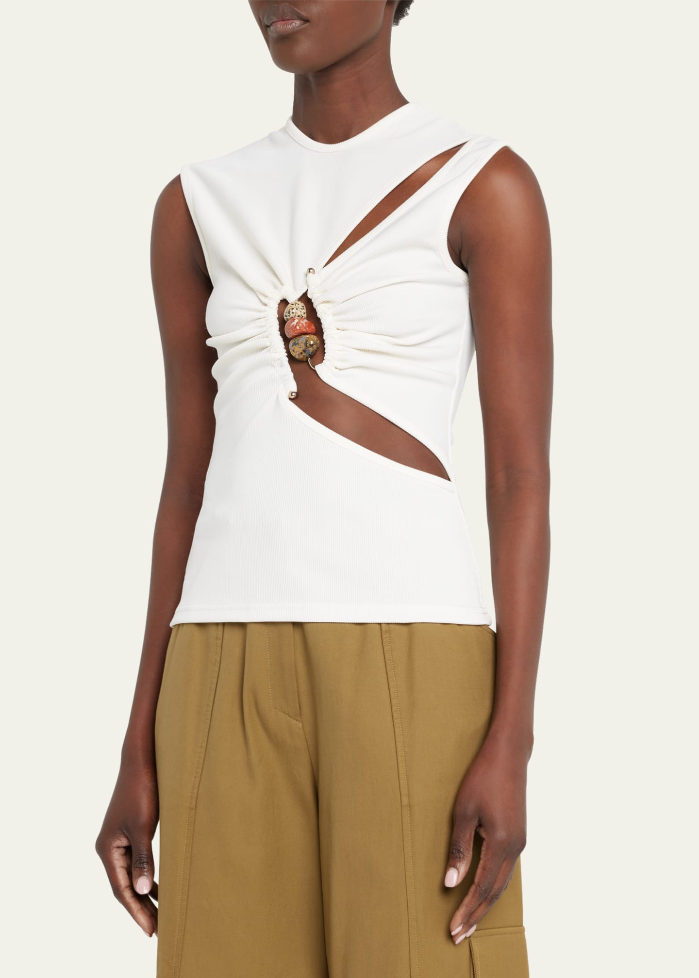 Christopher Esber Abacus Ruched Cutout Quartz Embellished Tank Top ...