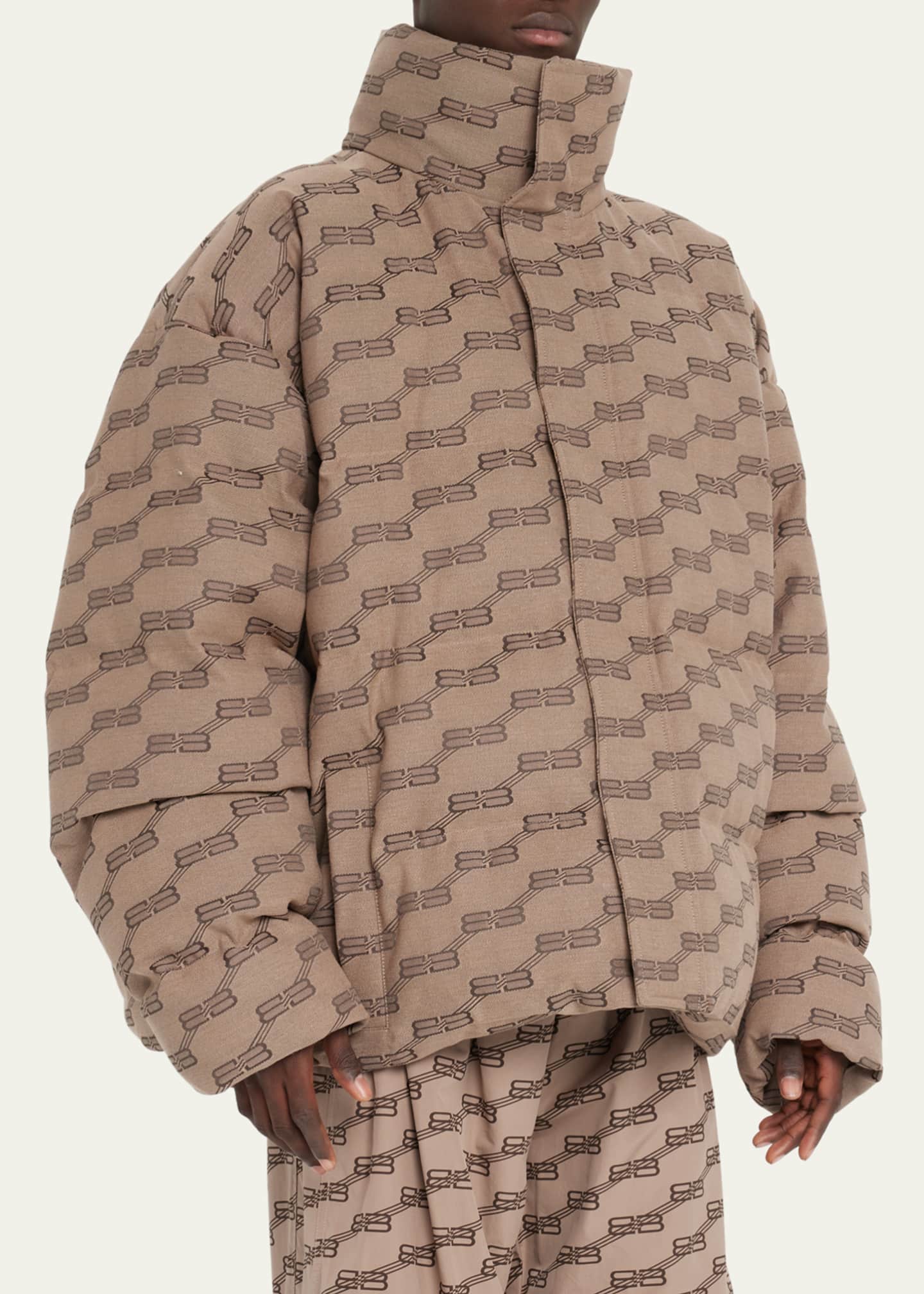 Balenciaga Men's BB Monogram Puffer Coat - Bergdorf Goodman