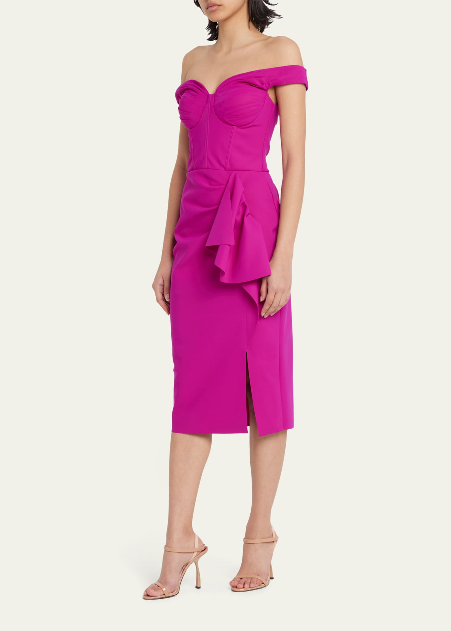 Chiara Boni La Petite Robe Madama Off-Shoulder Draped Midi Dress ...