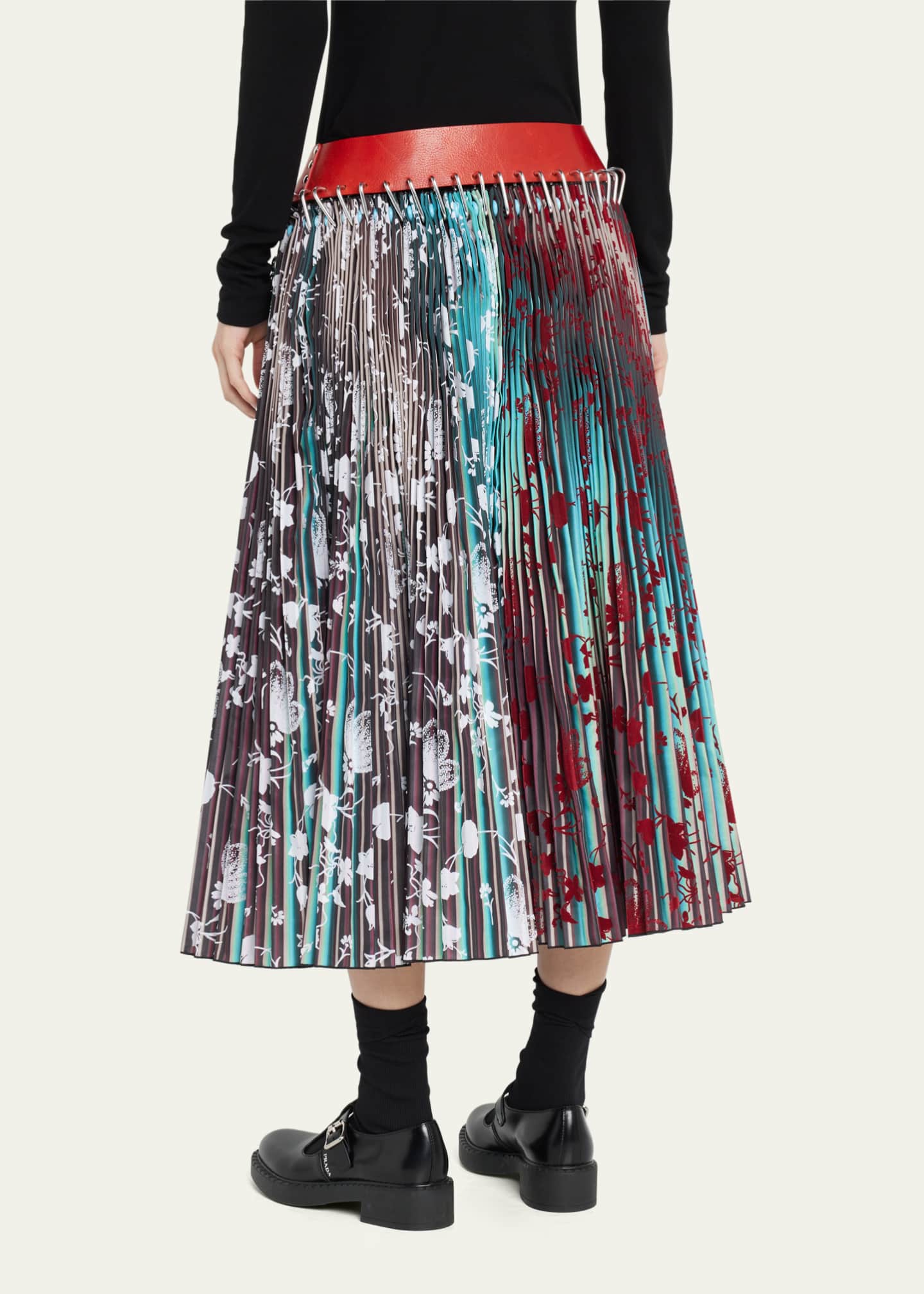 Chopova Lowena Heather Pleated Belted Midi Skirt - Bergdorf Goodman